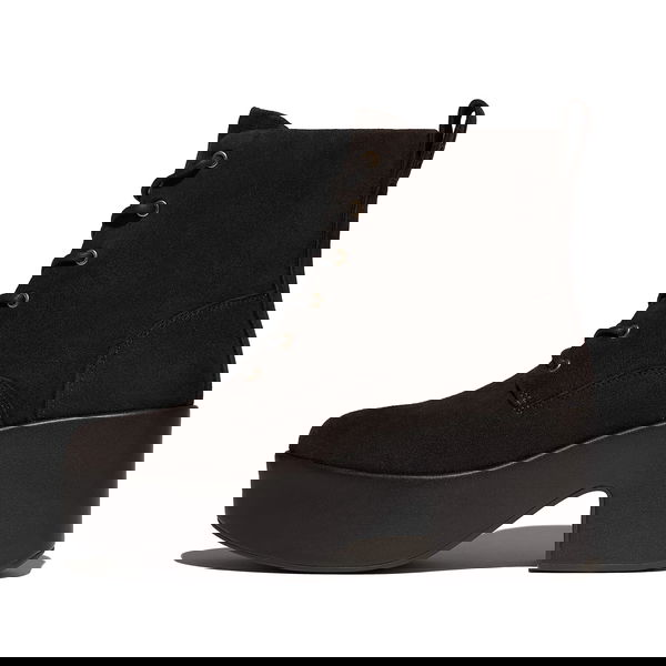 FitFlop Platform Suede Heeled Lace-Up Boots | endource