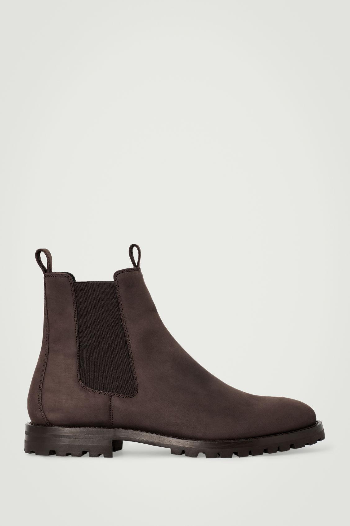 COS Nubuck Leather Chelsea Boots in BROWN | endource
