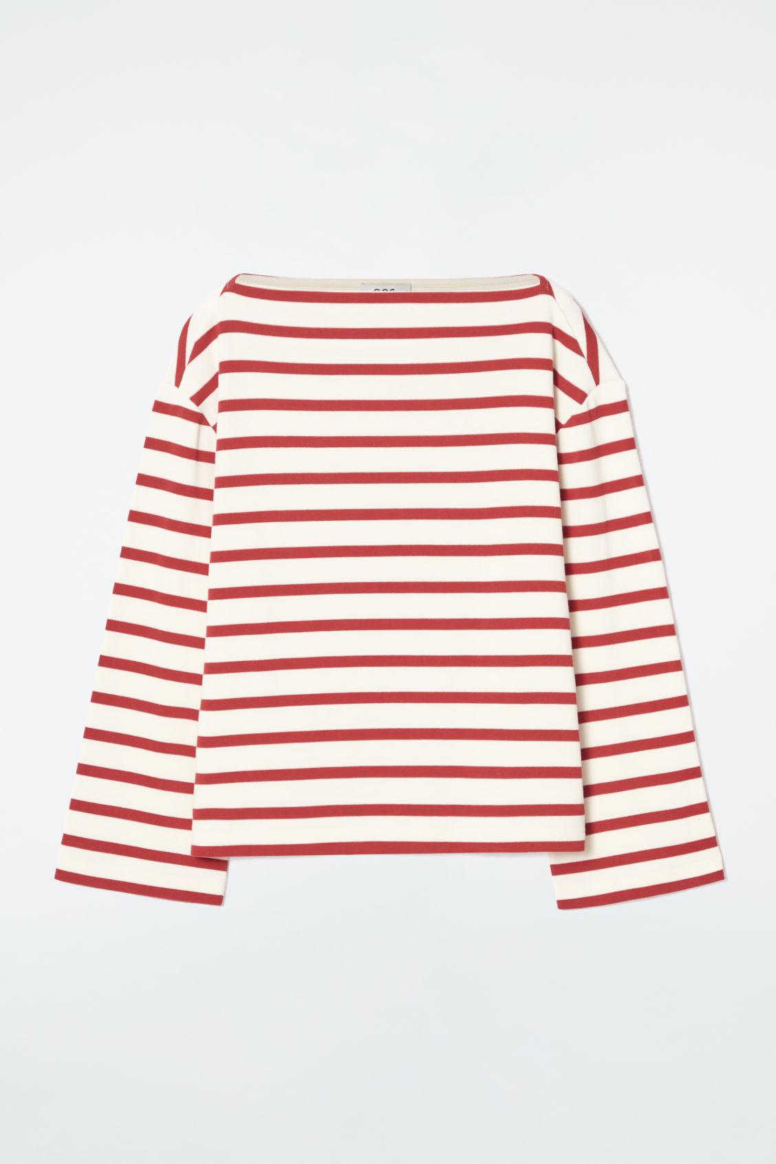 COS Striped Boat-Neck Top in RED / STRIPED | endource