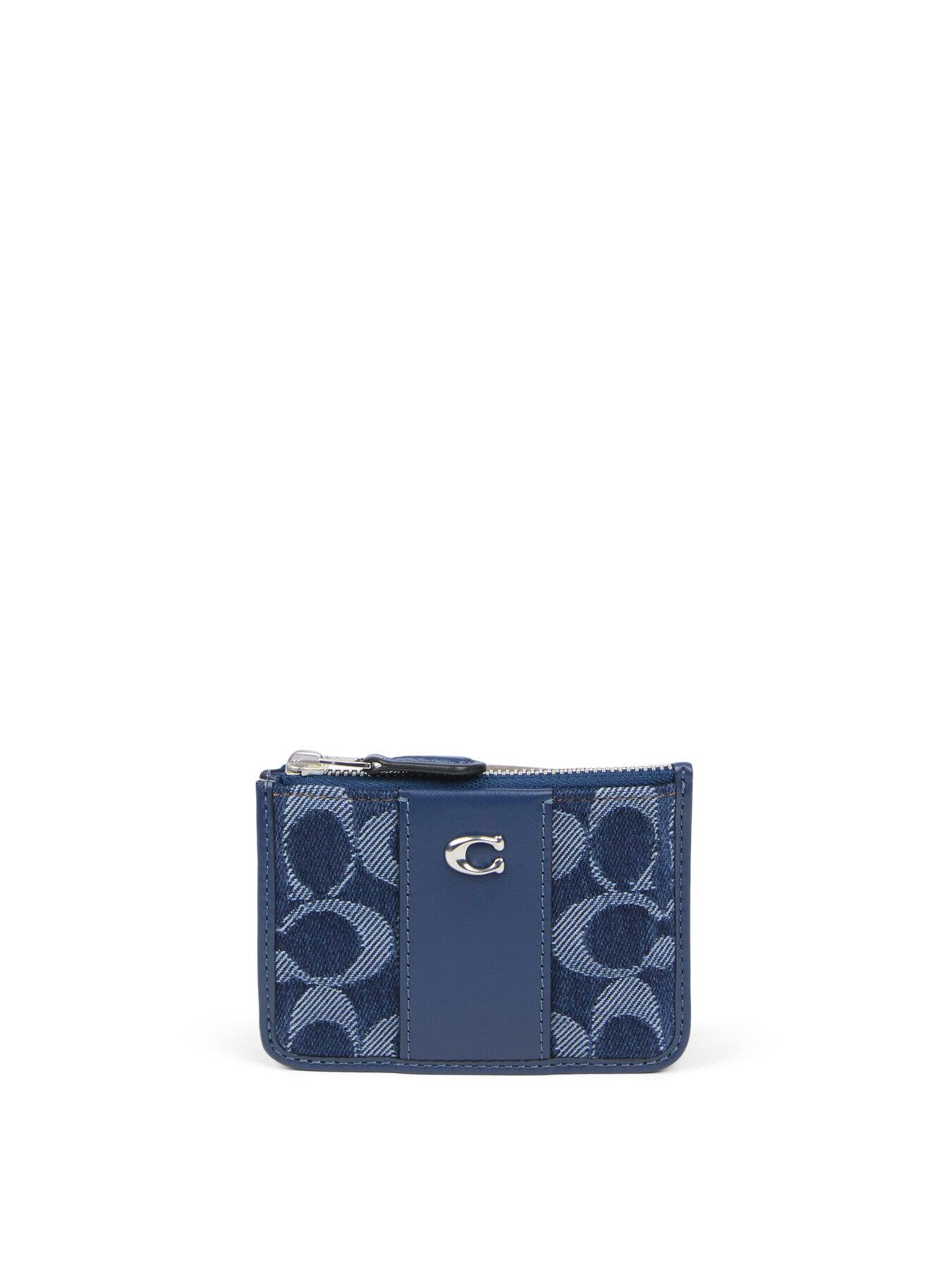 COACH Washed Denim Signature Mini ID Skinny in lh/deep blue multi ...