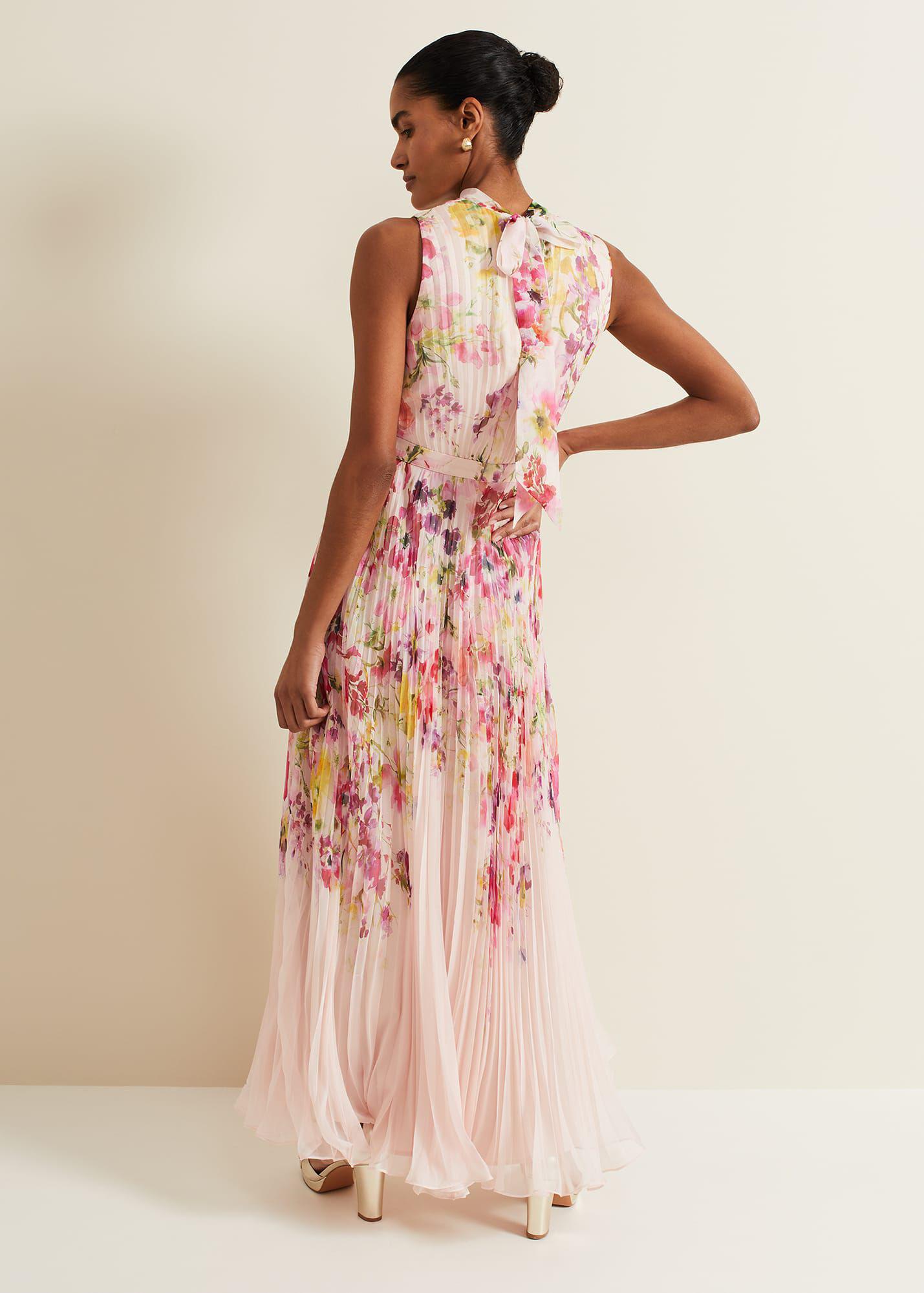 PHASE EIGHT Dahlia Print Pleat Midaxi Dress | endource