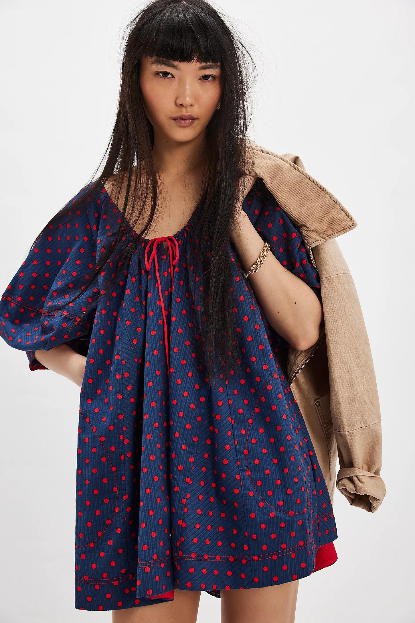 FREE PEOPLE Bop Around Printed Romper in Dark Blue Combo | endource