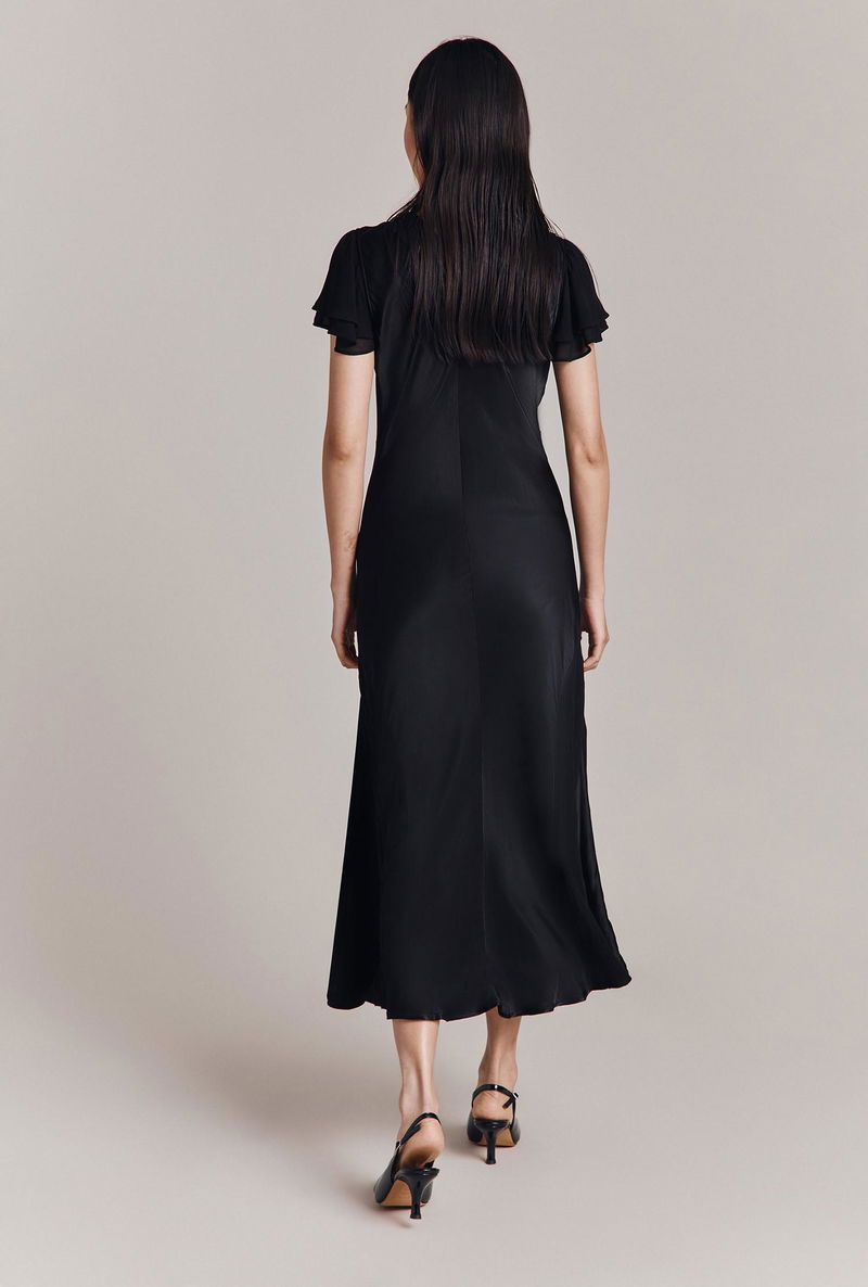 GHOST Olivia Satin Midi Dress | endource