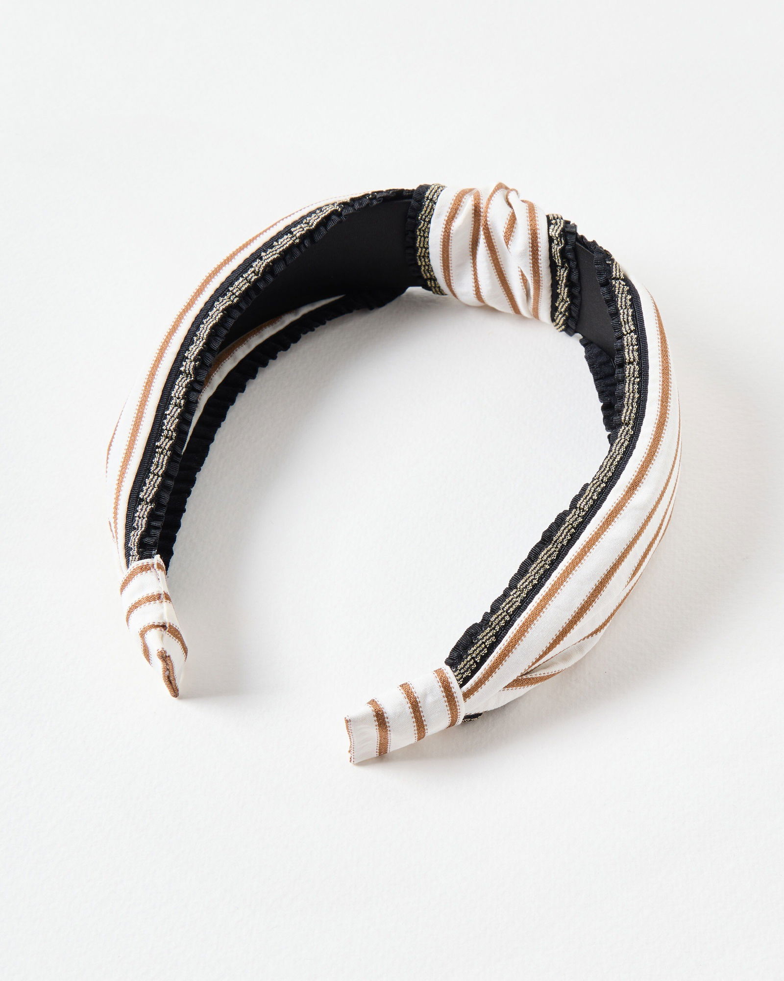 OLIVER BONAS Lacey Stripe Frill Edge Knot Headband | endource