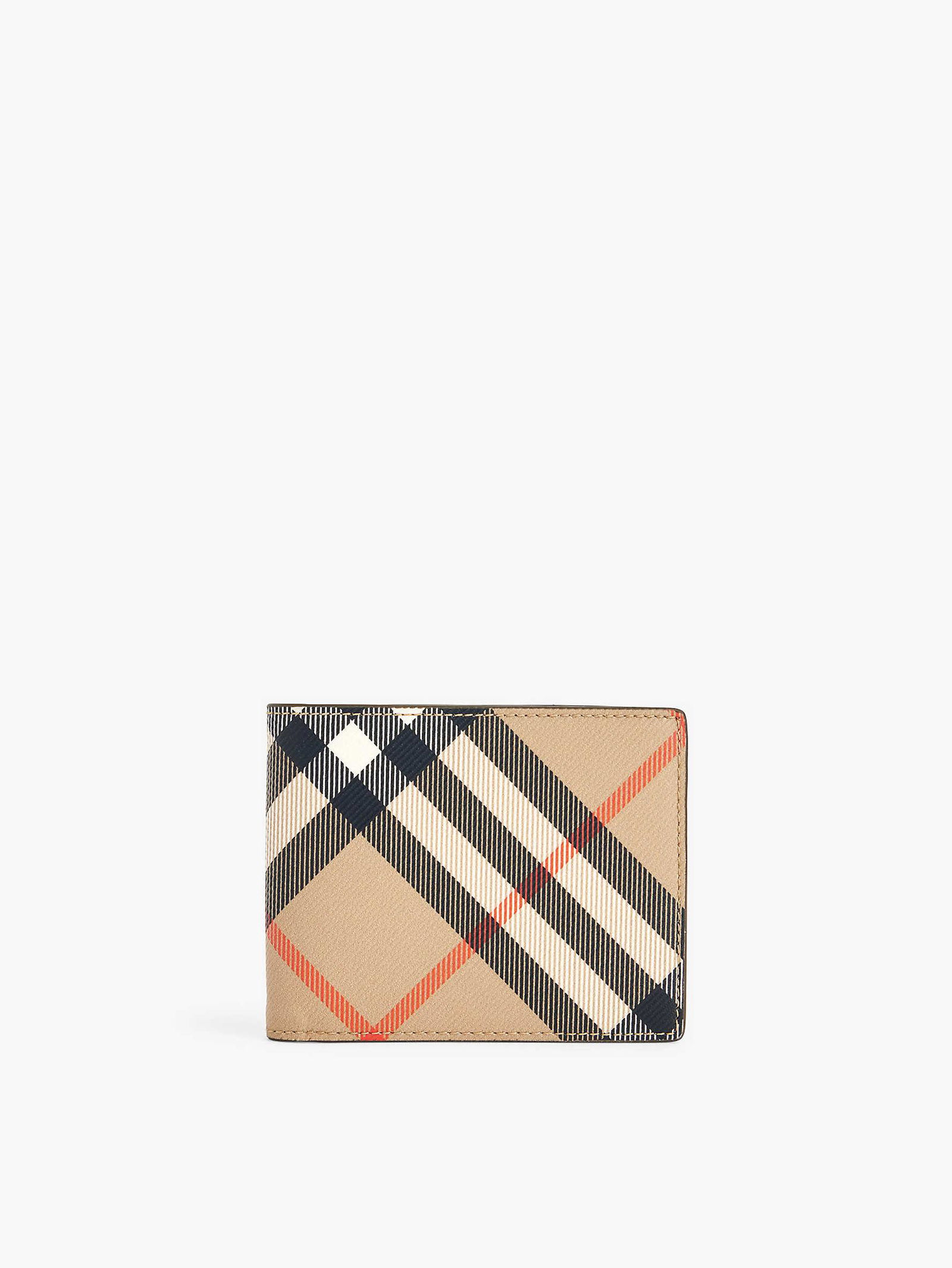 BURBERRY Check-Print Ribbed-Texture Woven Wallet in SAND | endource