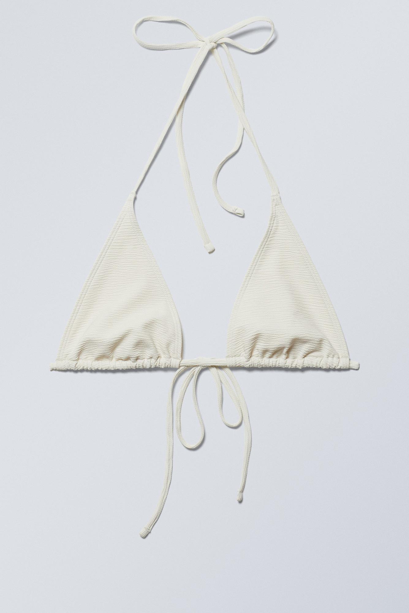 WEEKDAY Structured Strappy Triangle Bikini Top in Light Beige | endource
