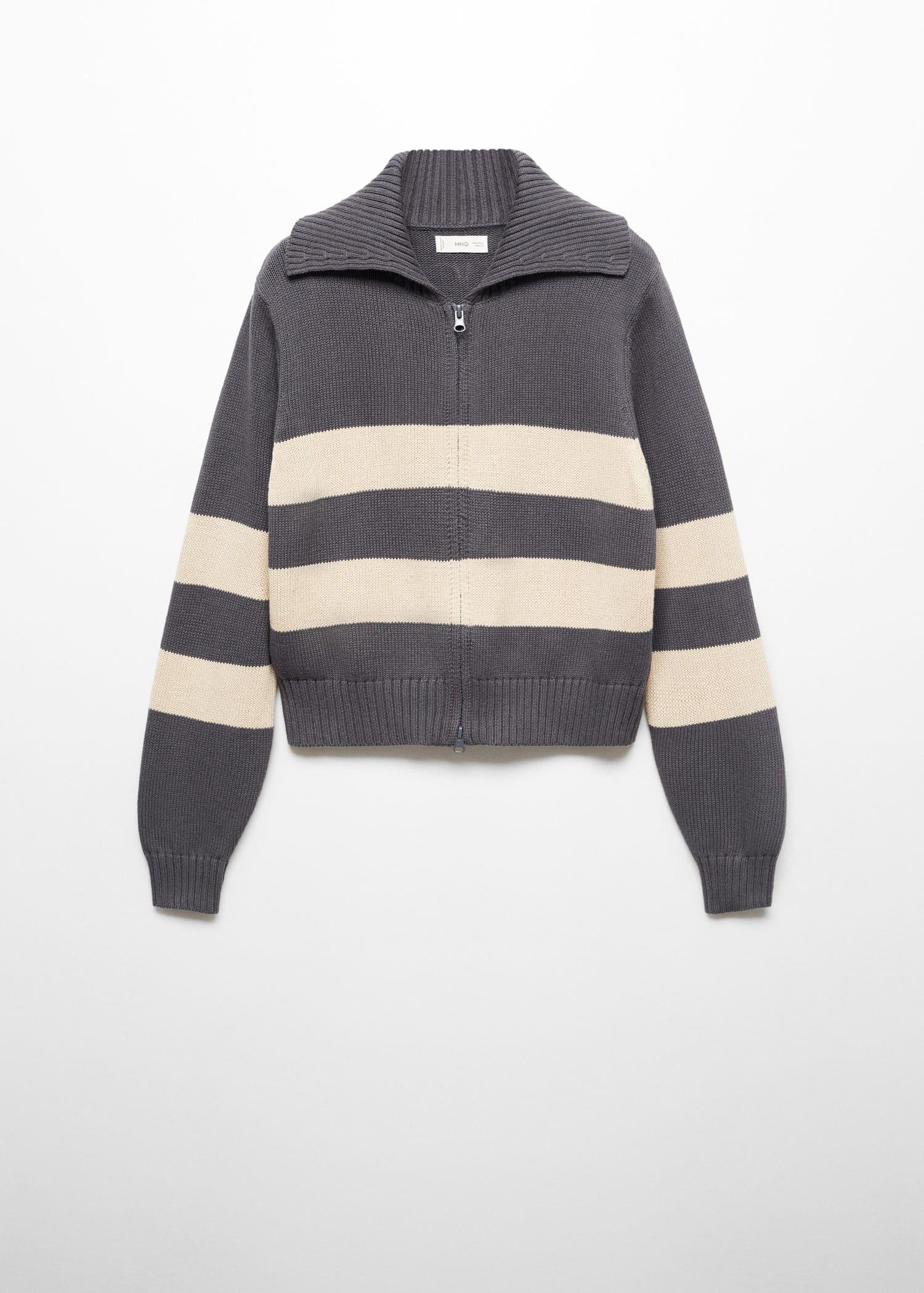 MANGO Zip Knit Sweater in Charcoal | endource
