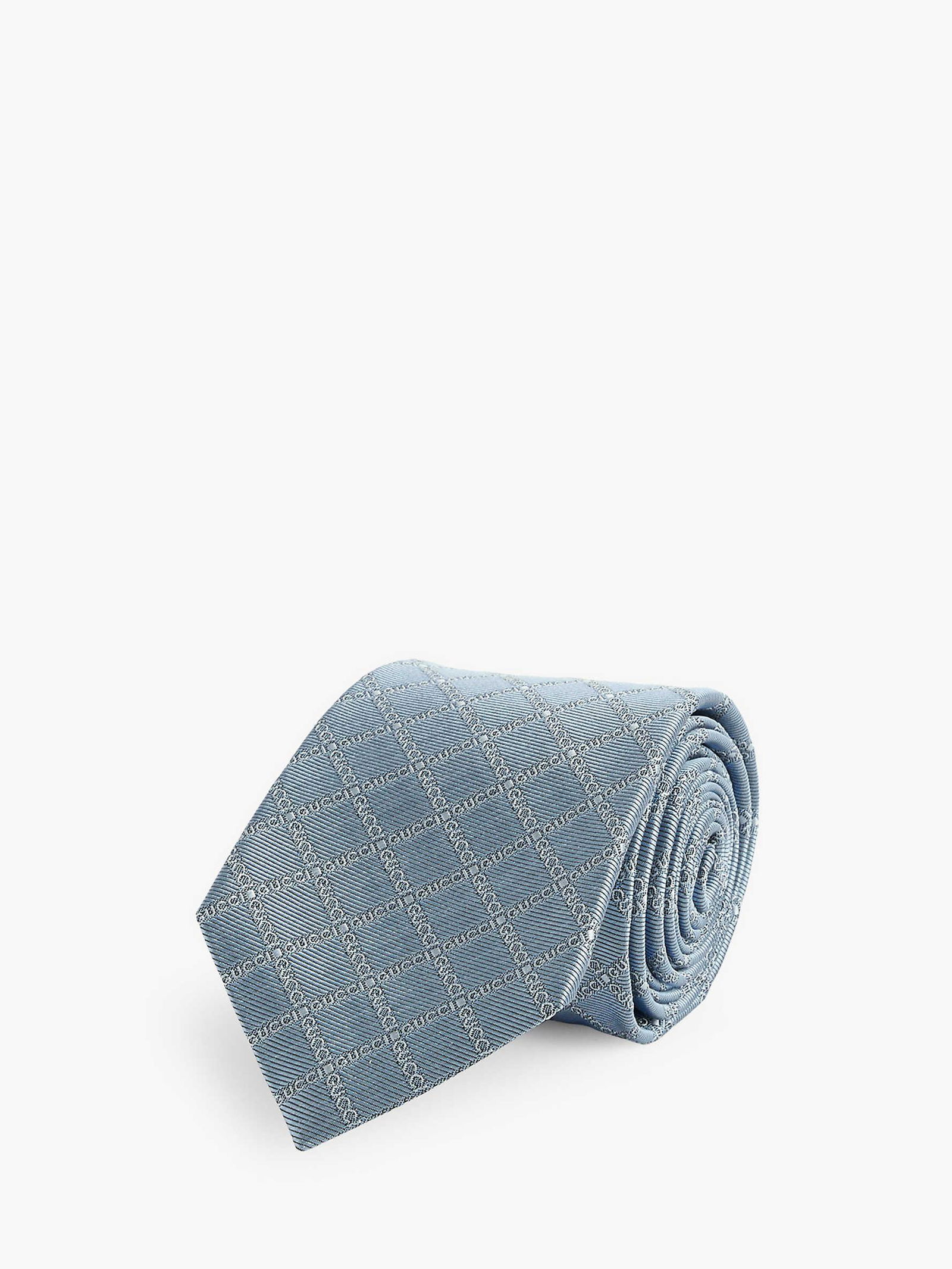 GUCCI Grille Branded-Pattern Silk Tie in SKY BLUE/LIGHT GREY | Endource