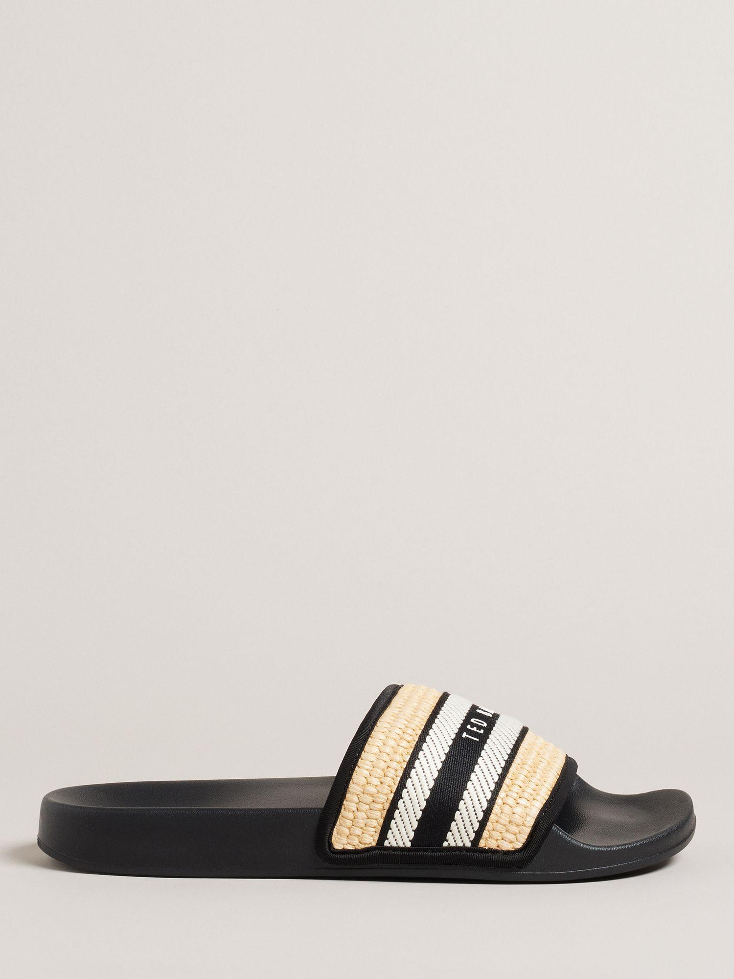 TED BAKER Aseeka Raffia Webbing Sliders in Black Black | endource