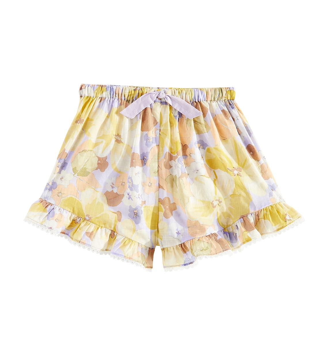 ZIMMERMANN Pop Floral Ruffled Cotton Shorts in Multicoloured | Endource