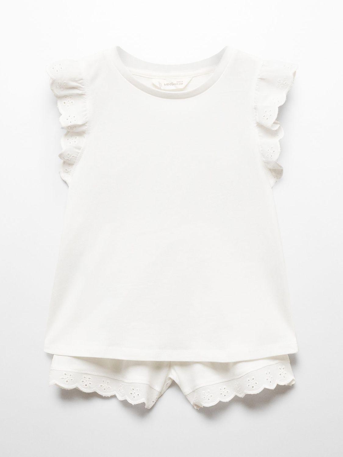 MANGO Baby Petunia Broderie Ruffle Shorts Pyjamas in Natural White ...