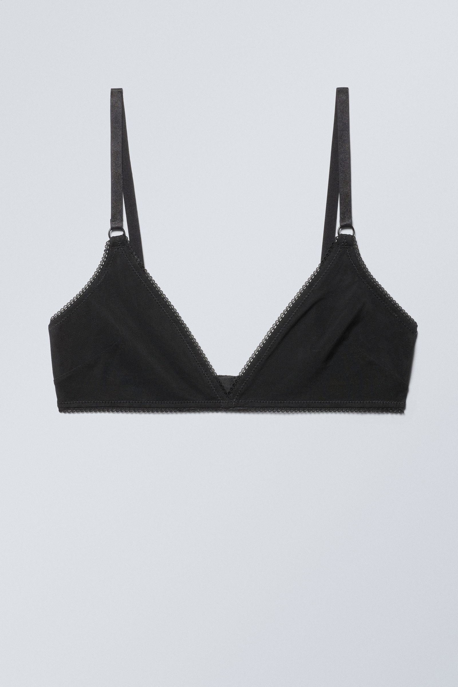 WEEKDAY Mesh Triangle Bra in Black | endource