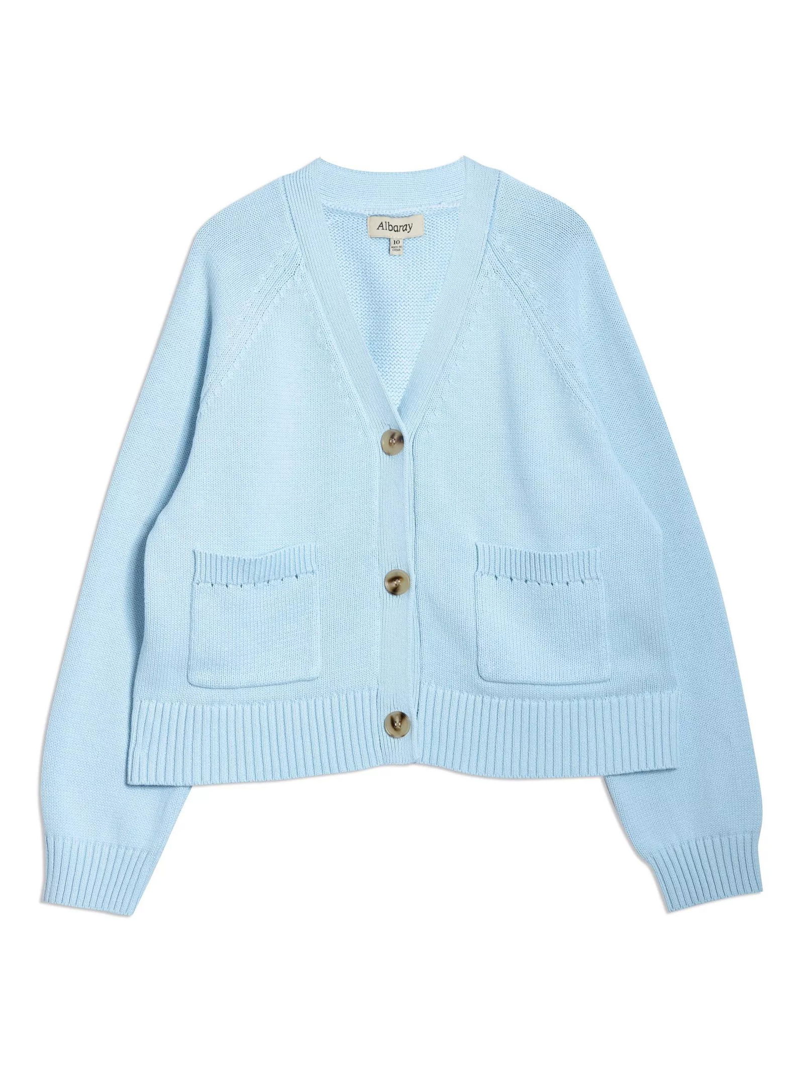 ALBARAY Relaxed Patch Pocket Pure Organic Cotton Cardigan | endource