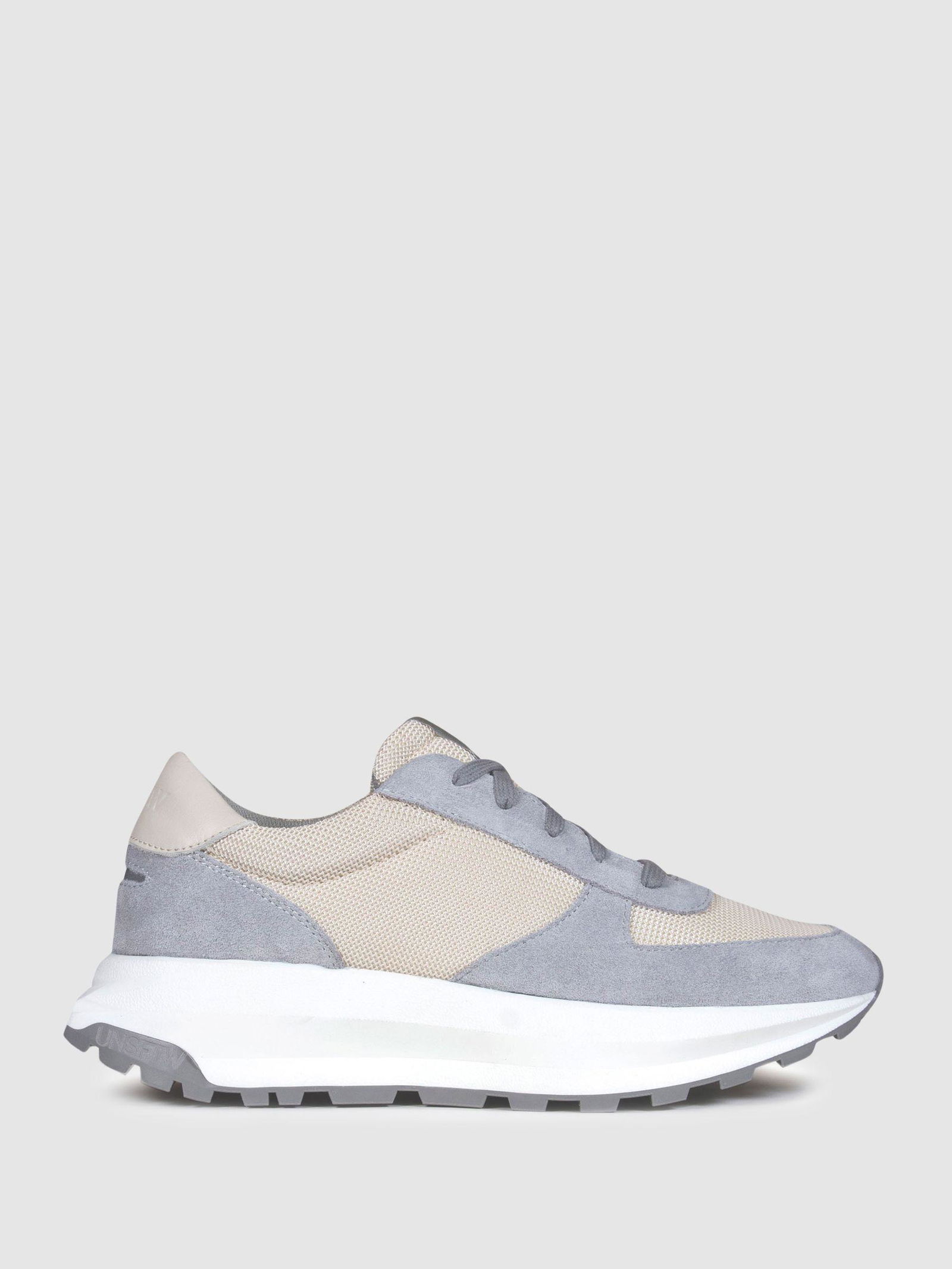 UNSEEN Trinity Suede Mesh Trinity Trainers in Grey/White | Endource
