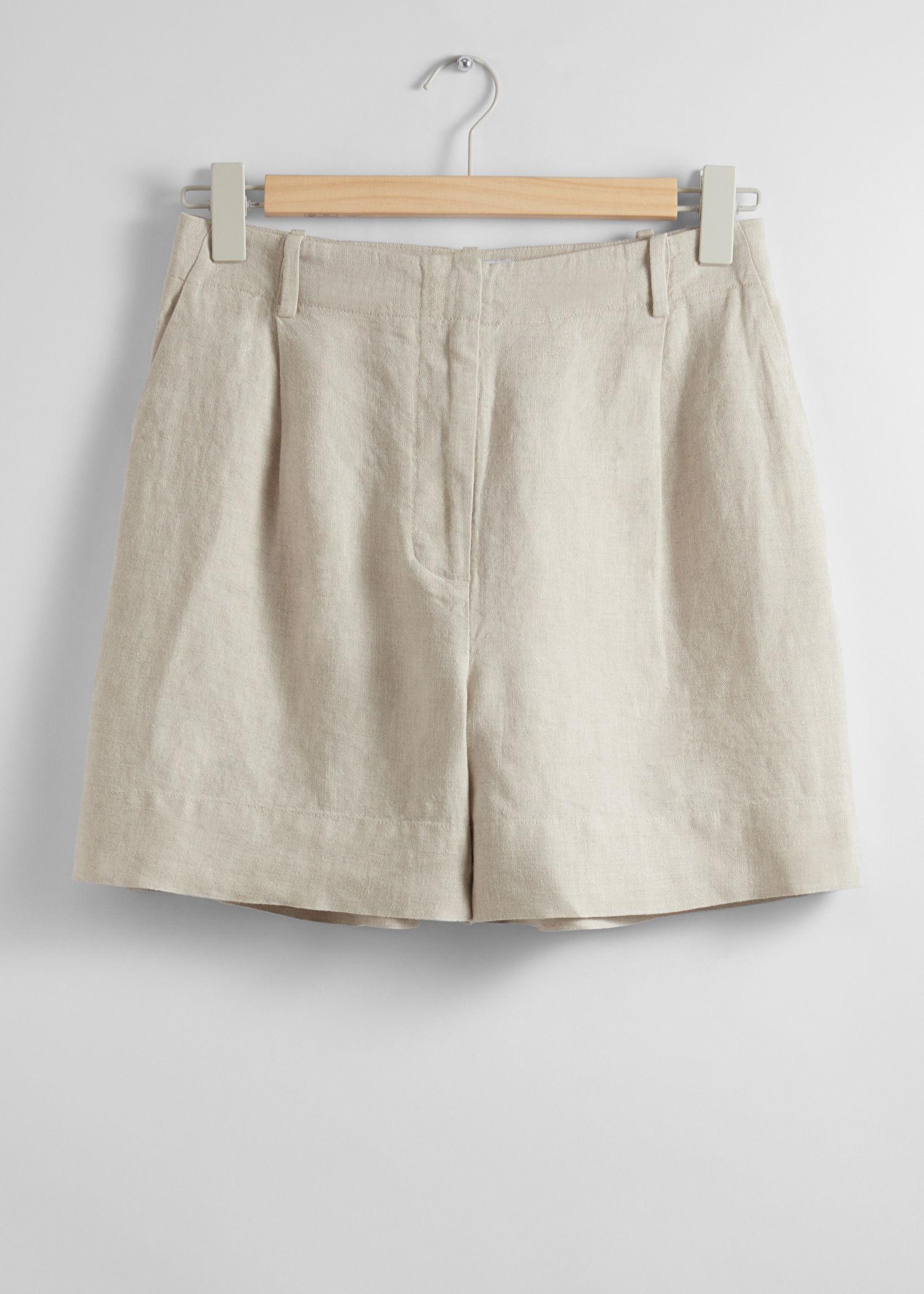 & OTHER STORIES Tailored Linen Shorts in Wheat | Endource