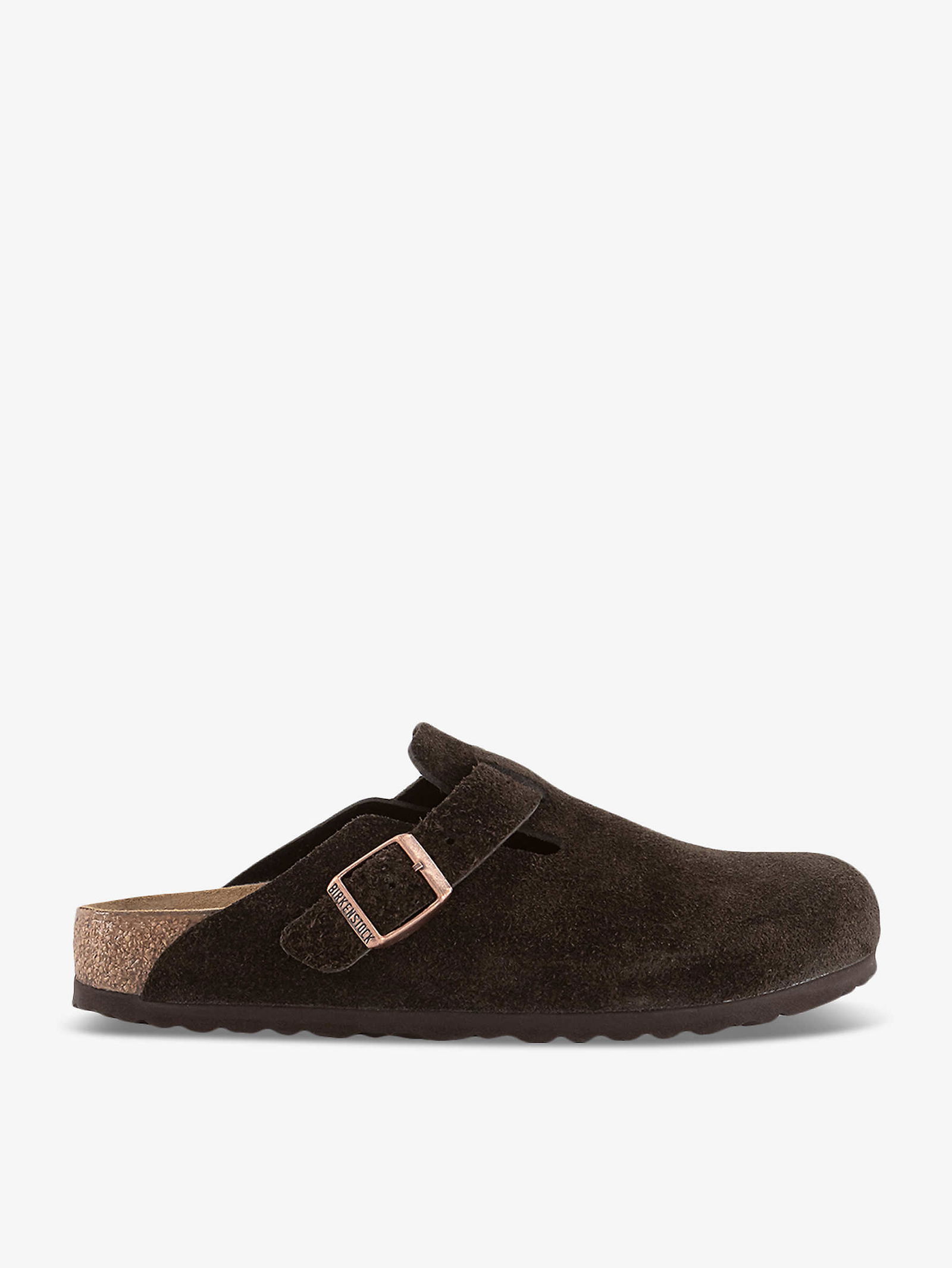BIRKENSTOCK Boston Logo-Embossed Suede Clogs in MOCCA SUEDE | Endource