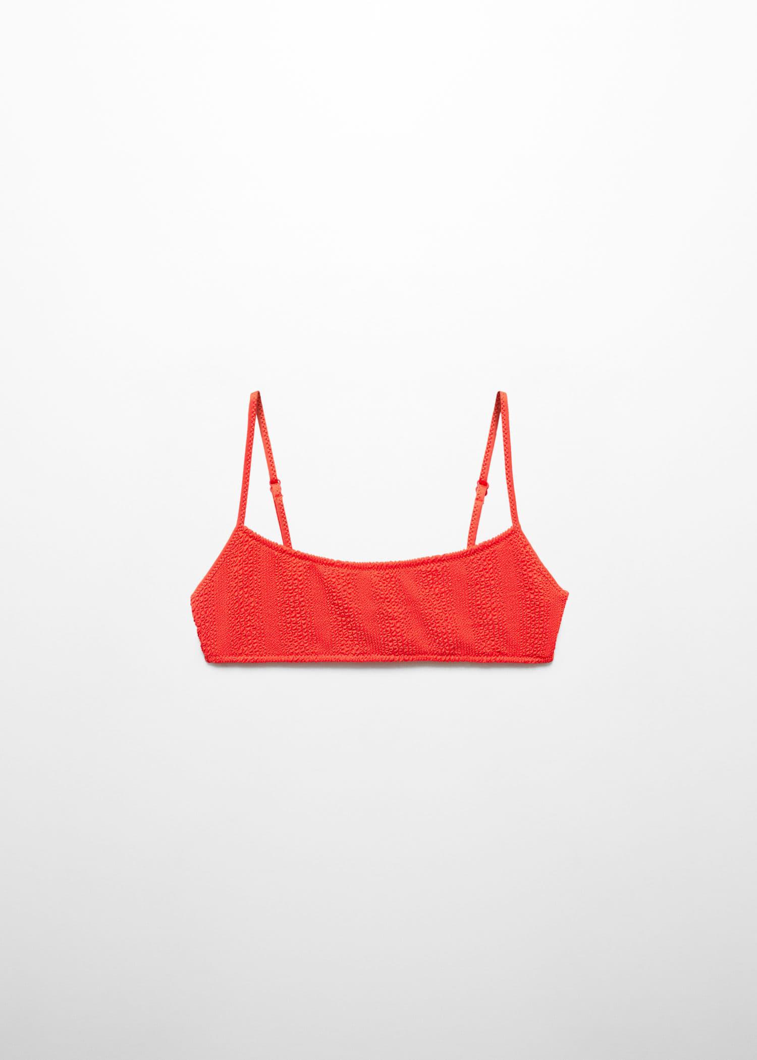 Mango Textured Bikini Top In Coral Red Endource