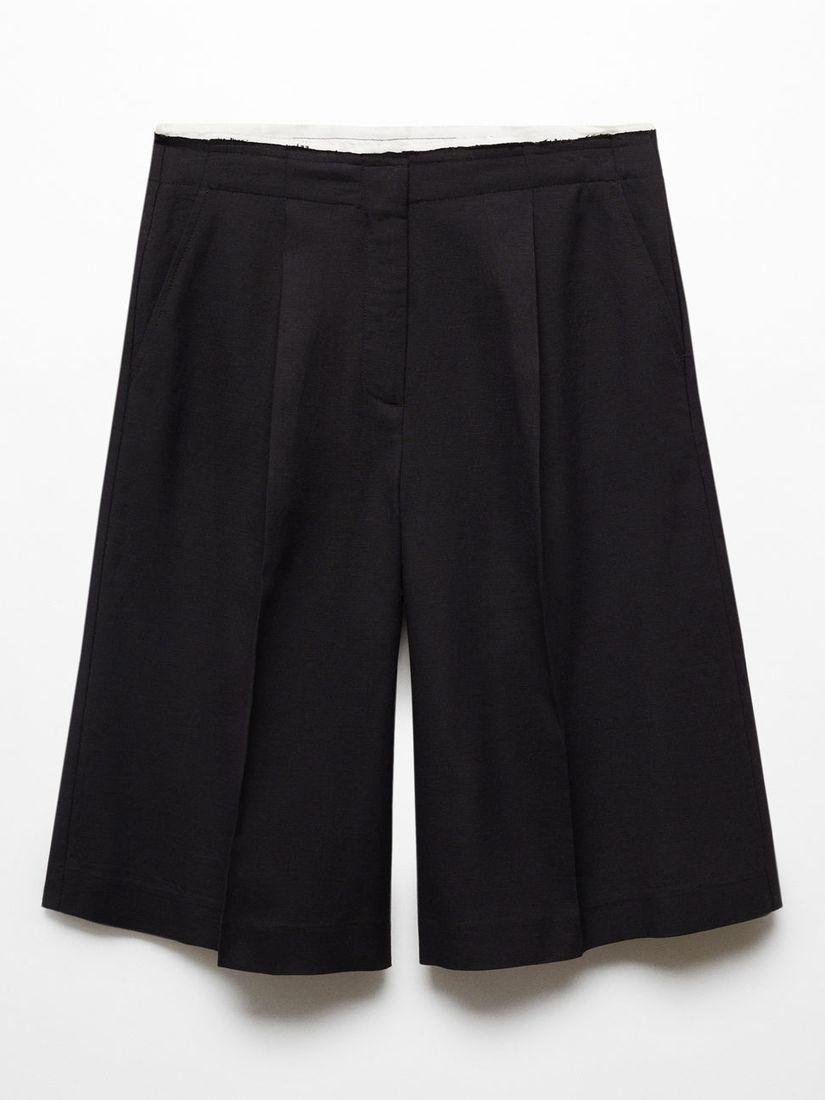 MANGO Lago Linen Blend Bermuda Shorts in Black | Endource