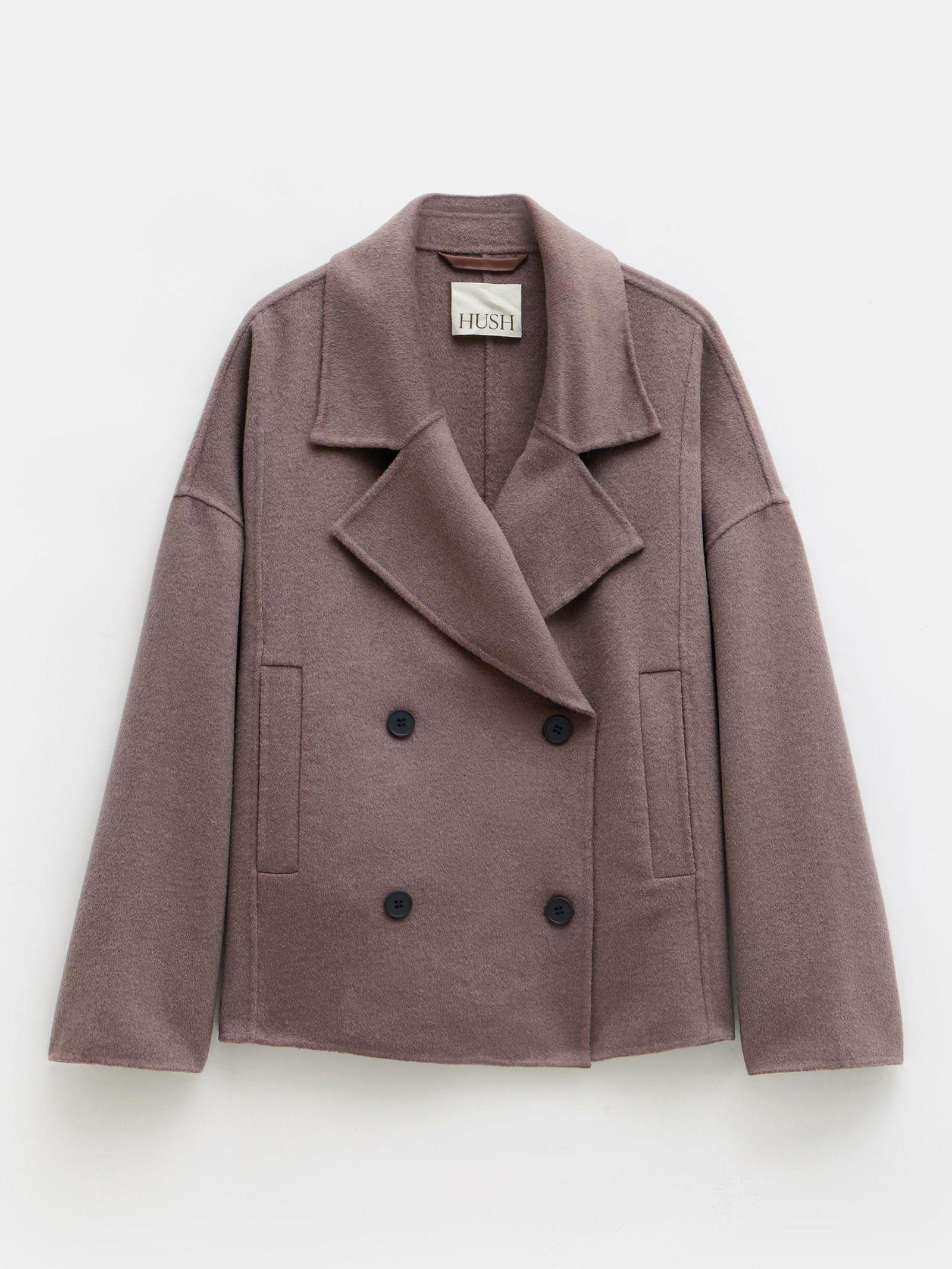 HUSH Verity Double Faced Wool Blend Coat in Brown | endource