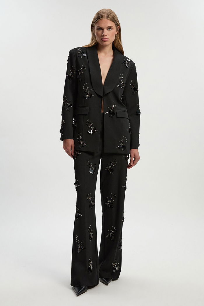 KAREN MILLEN Cluster Sequin & Crystal Embellished Tailored Single ...