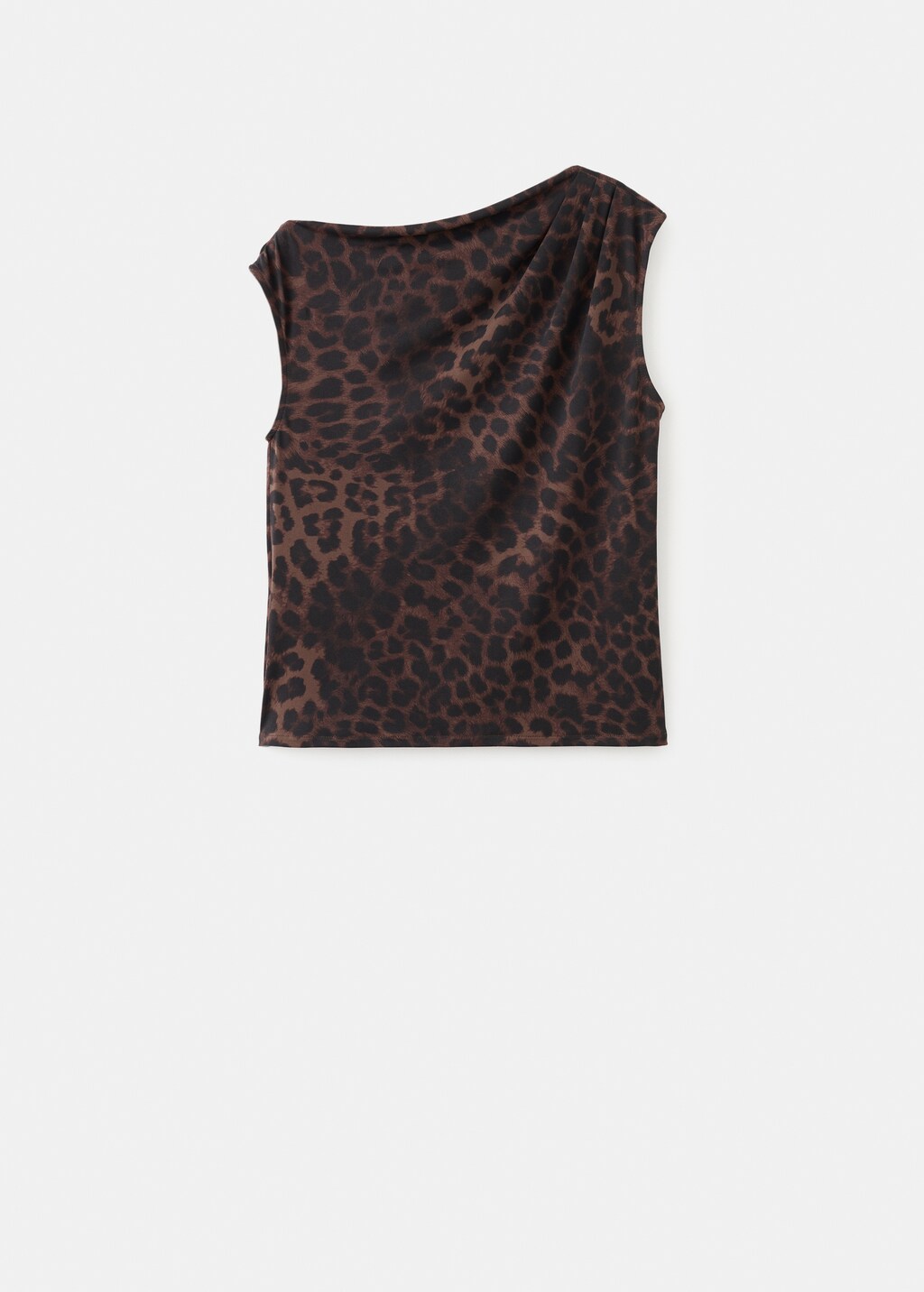 MANGO Leopard-print Top With Asymmetrical Collar | endource