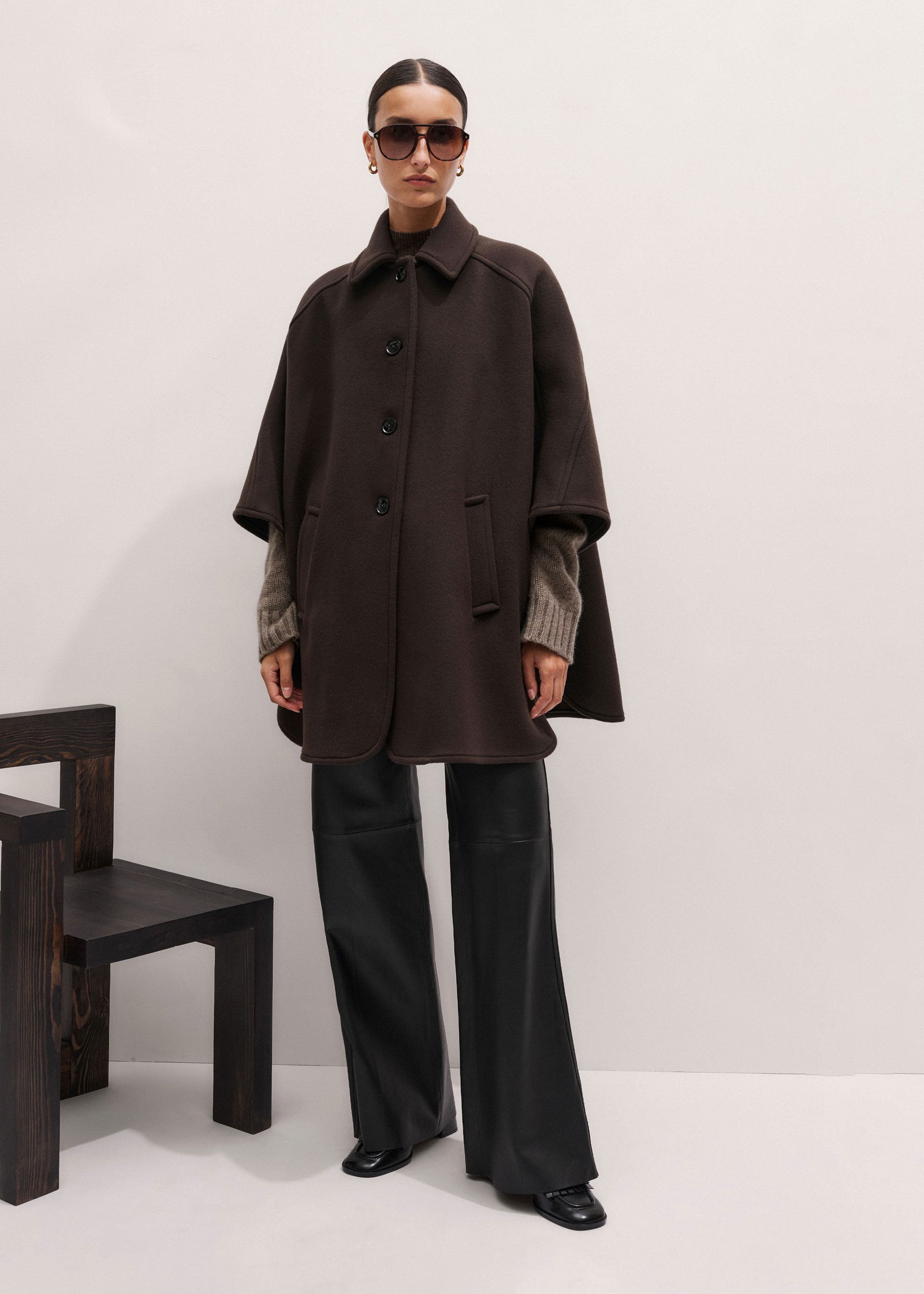 ME+EM Wool-Blend Engineered Seam Cape Coat | endource