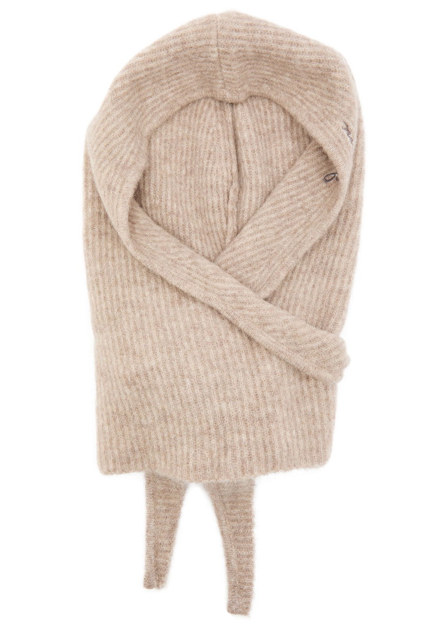 GANNI Logo-Embroidered Brushed Wool-Blend Balaclava | endource