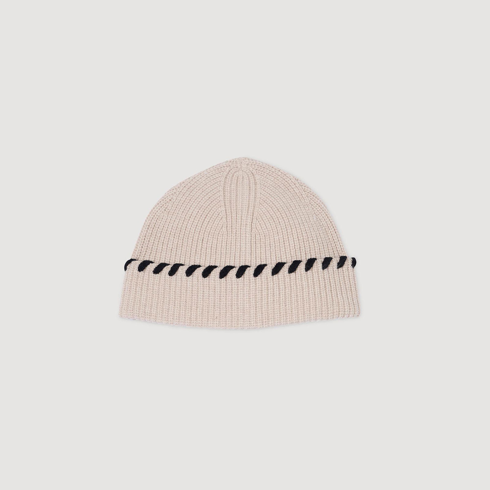 SANDRO Knit Hat in Beige | endource