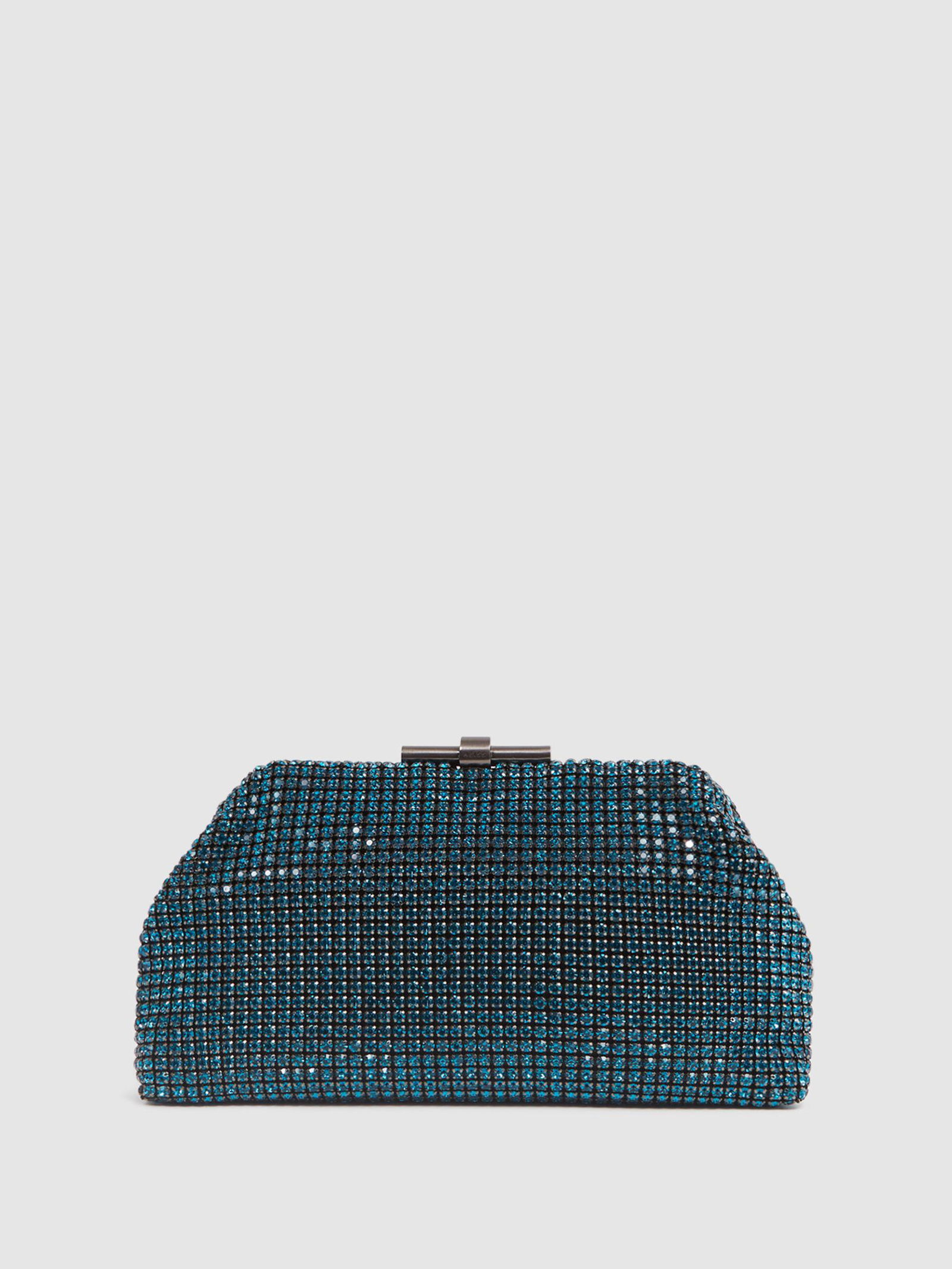 REISS Embellished Clutch Bag in Teal | Endource