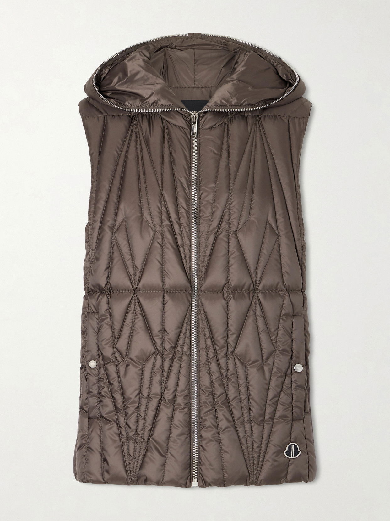 RICK OWENS Moncler Hooded Appliquéd Quilted Shell Down Gilet | endource