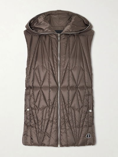 RICK OWENS Moncler Hooded Appliquéd Quilted Shell Down Gilet | endource