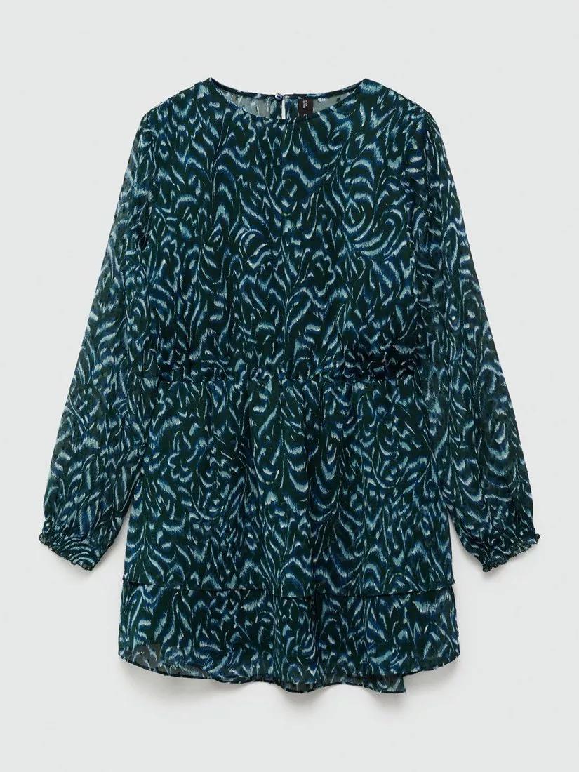 MANGO Austin Abstract Shift Mini Dress in Green | endource