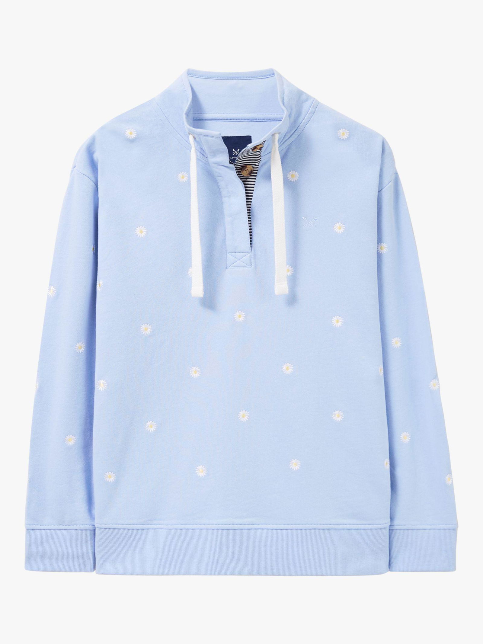 CREW CLOTHING Button Neck Daisy Jumper in Bright Blue | endource