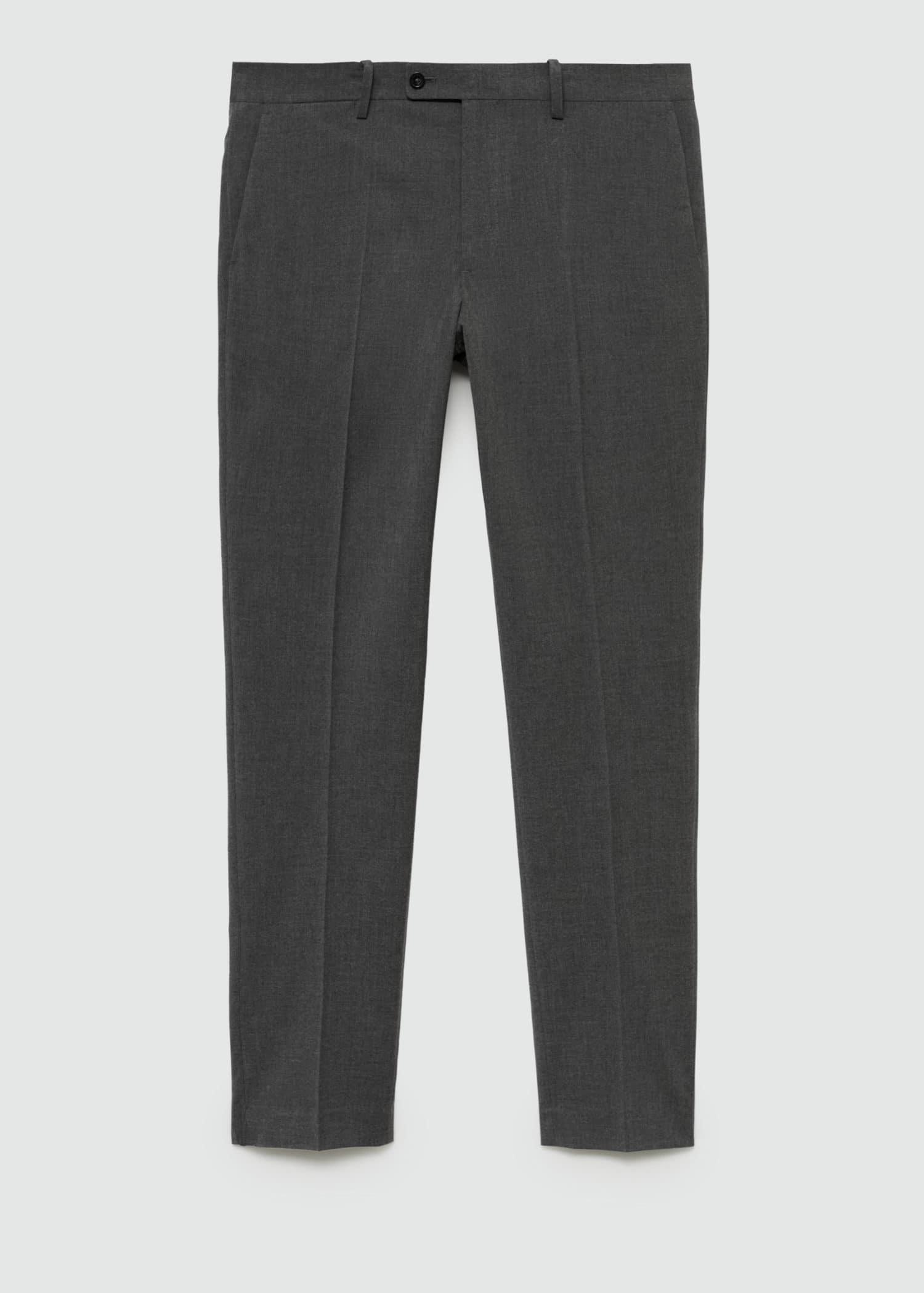 MANGO Stretch Fabric Slim-Fit Suit Trousers in Grey | endource