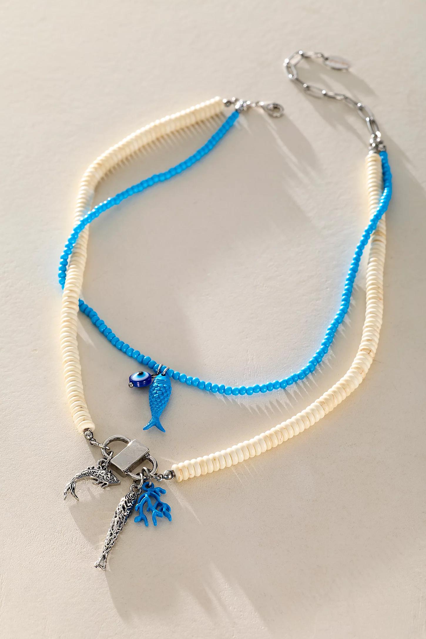 FREE PEOPLE Raya Layer Necklace in Blue | endource