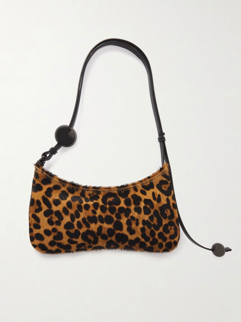 JACQUEMUS Le Bisou Perle Embellished Leopard-Print Calf Hair Shoulder Bag in Animal print | endource
