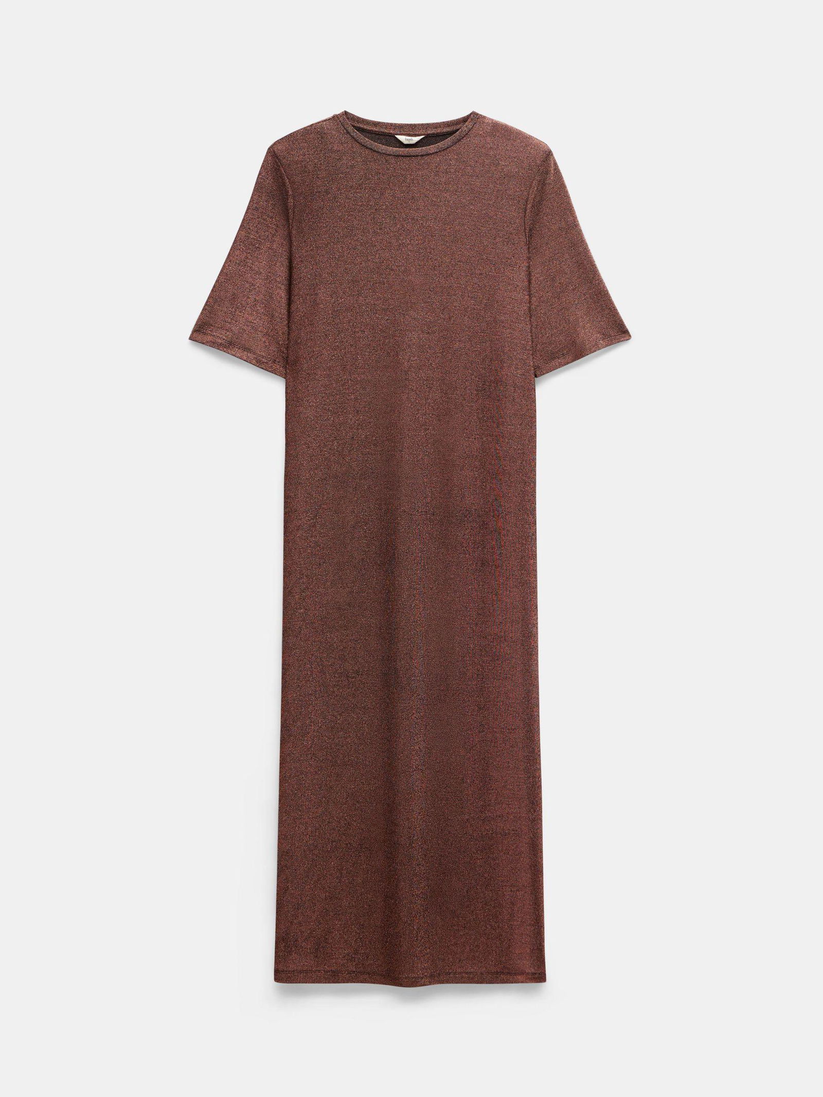 HUSH Glitter Maxi T-Shirt Dress in Gunmetal Metallic | endource