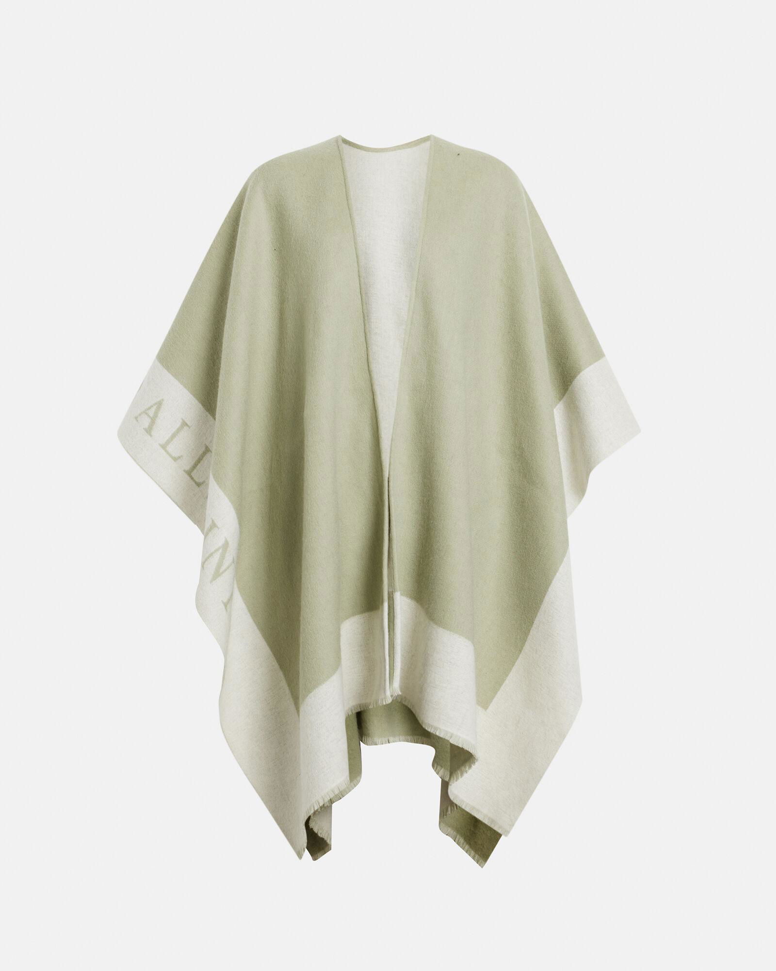 ALLSAINTS Saints Border Logo Wool Ruana Scarf | endource