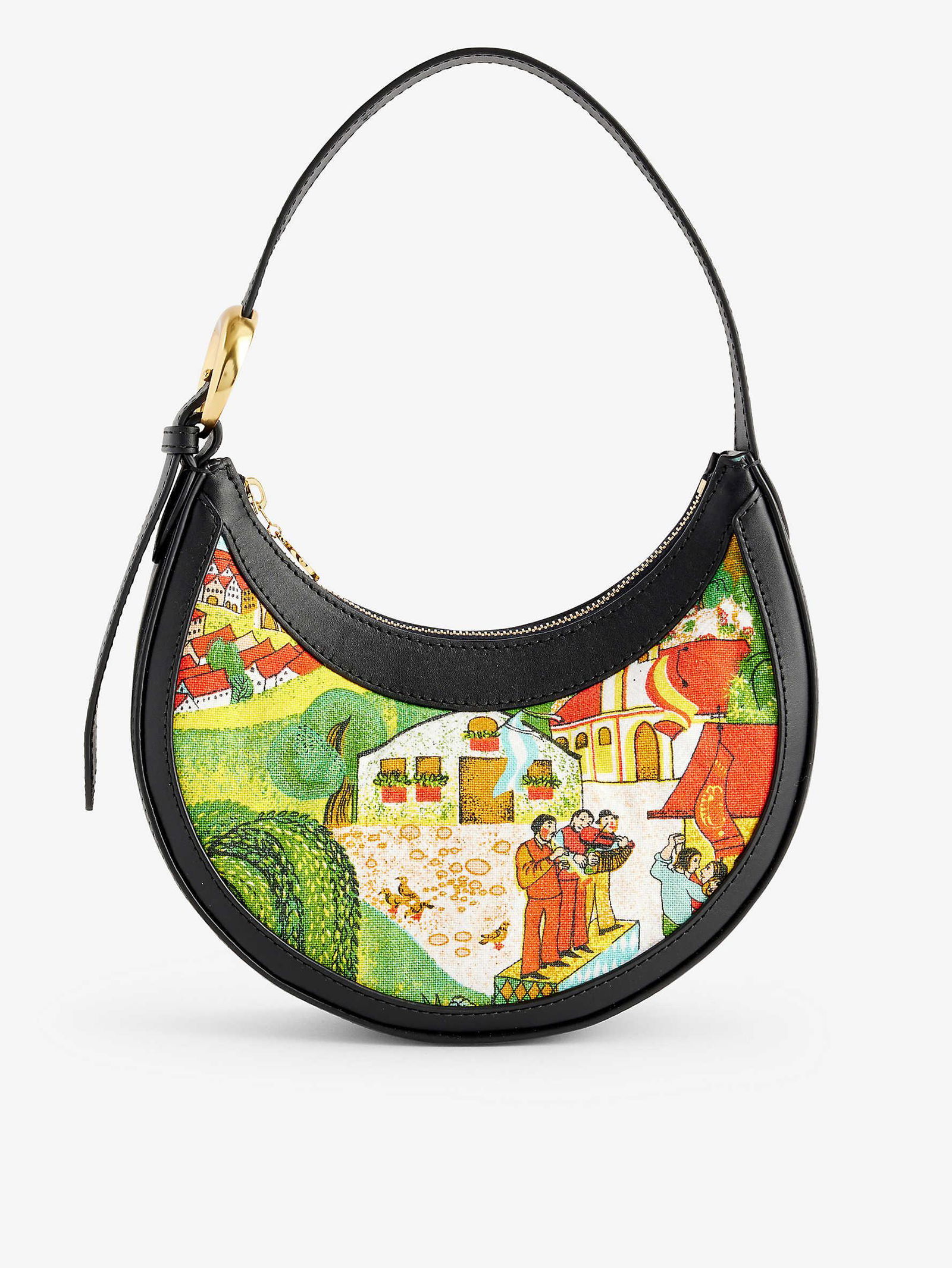 MARINE SERRE Eclips Calendar-Print Leather Shoulder Bag | endource