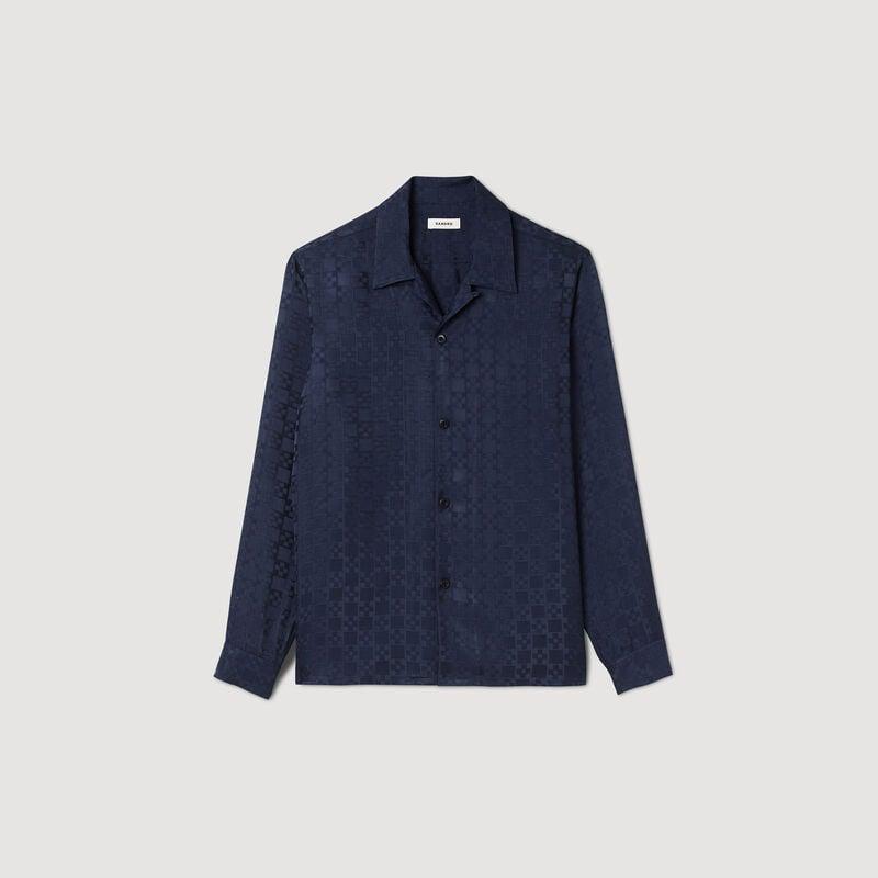 SANDRO Square Cross Shirt in Navy Blue | Endource
