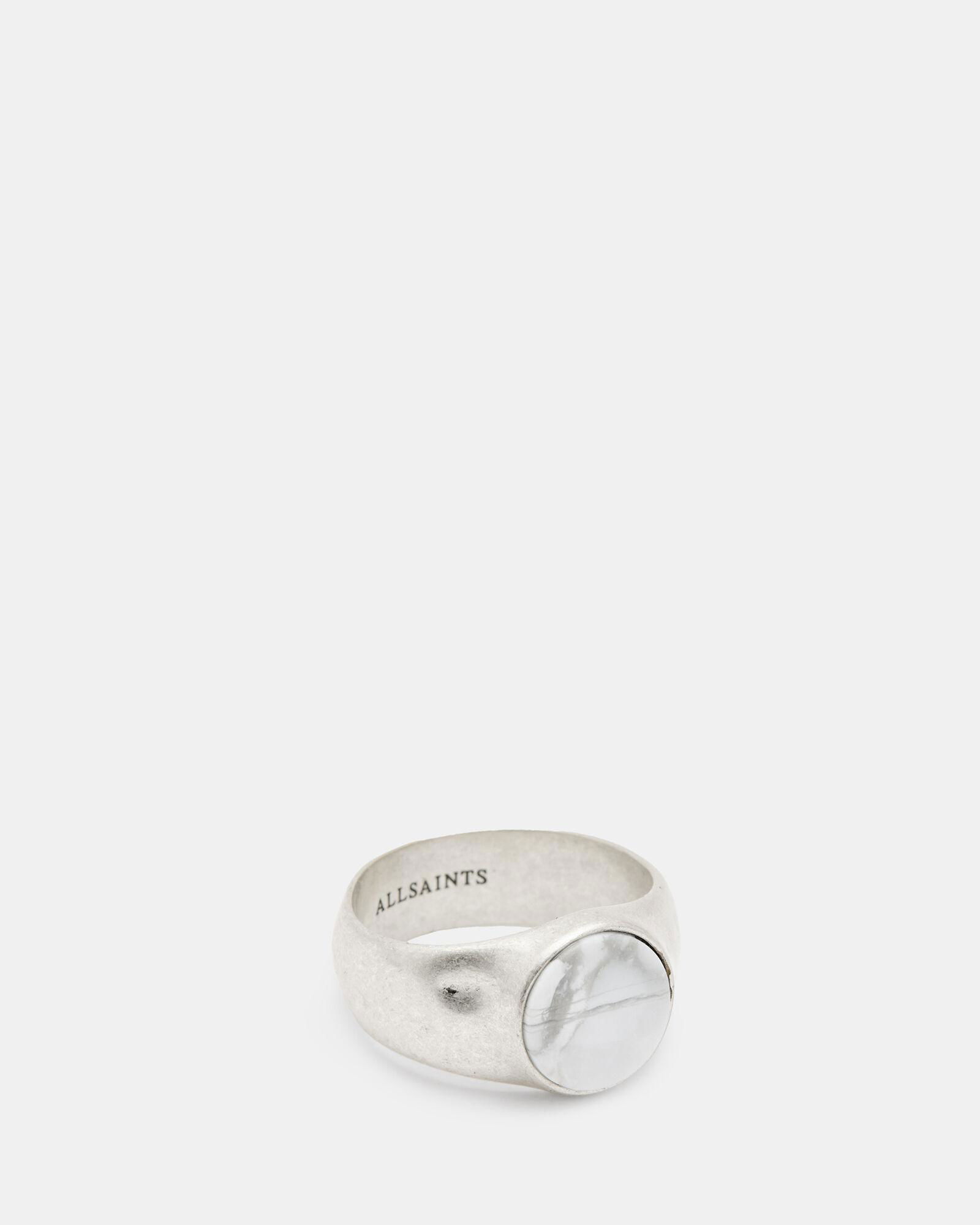 ALLSAINTS Ryker Sterling Silver Stone Ring in WARM SILVER/WHITE | Endource