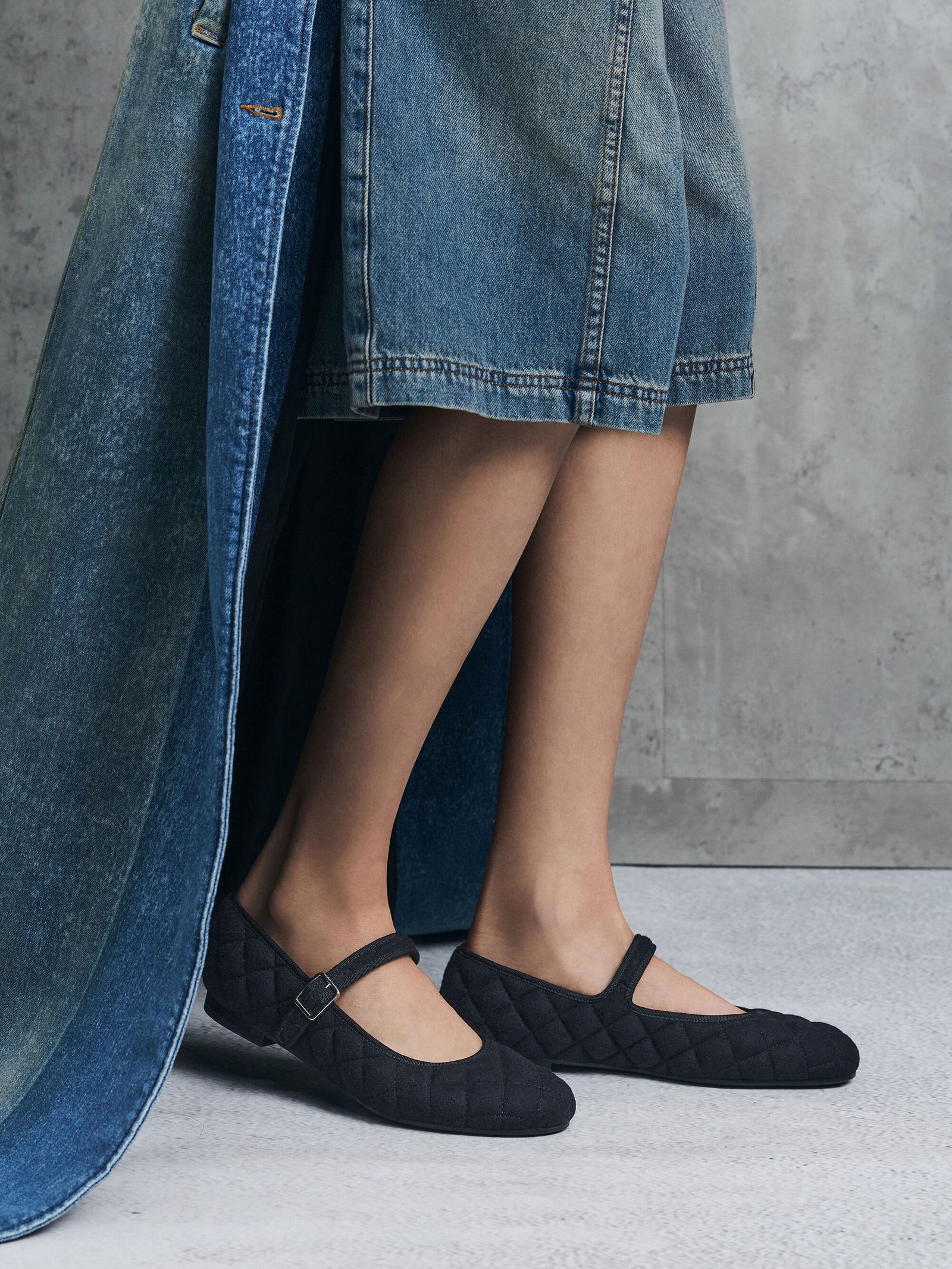 CHARLES & KEITH Carmel Felt Quilted Buckled Mary Jane Flats | endource