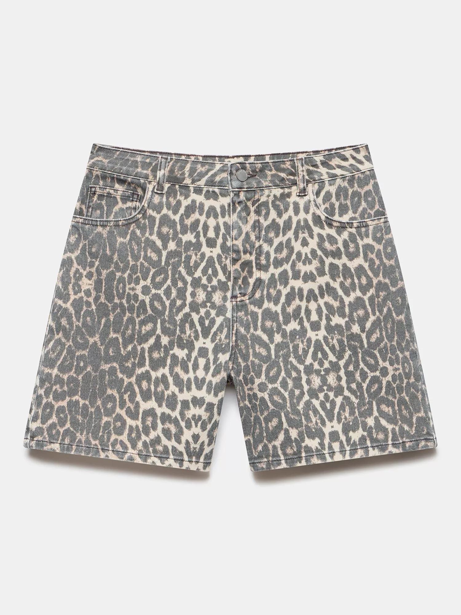 MINT VELVET Leopard Print Denim Shorts | endource