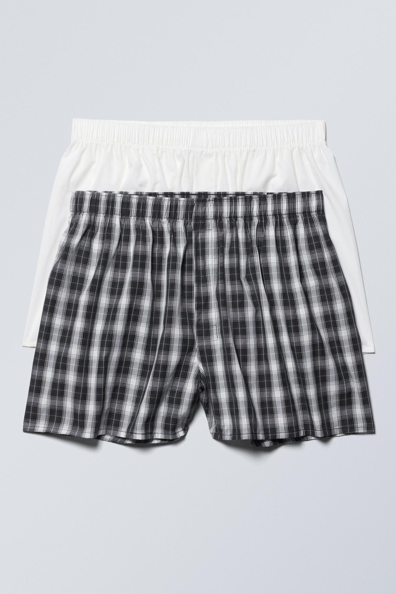 WEEKDAY 2-Pack Boxer Shorts in White & Black Check | endource