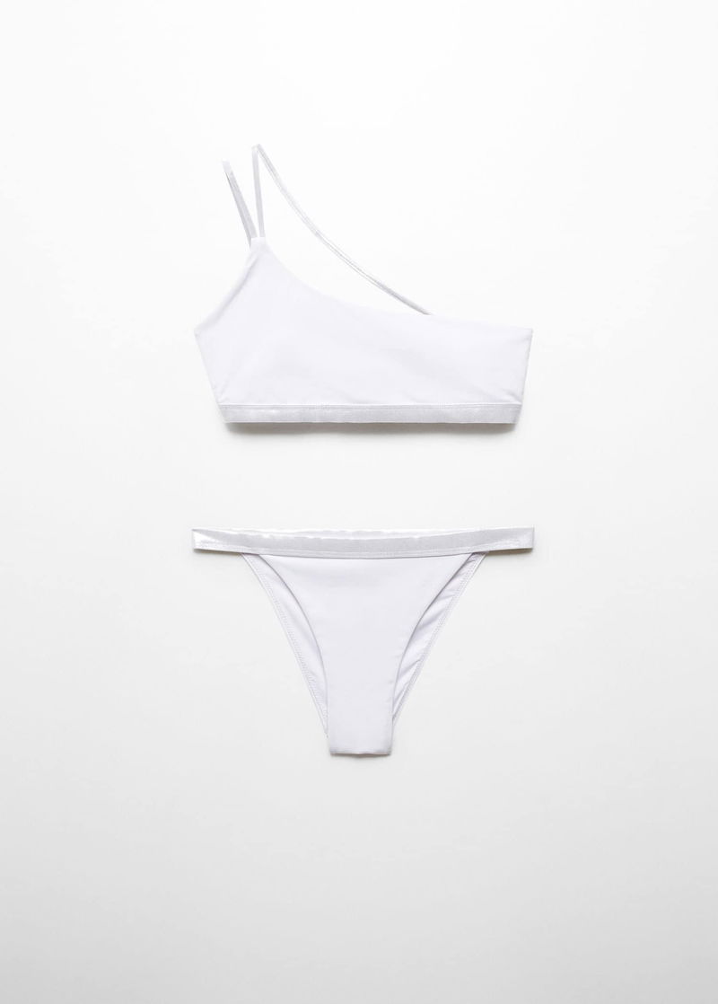 MANGO Asymmetrical Bikini With Metallic Detail in Off White | Endource