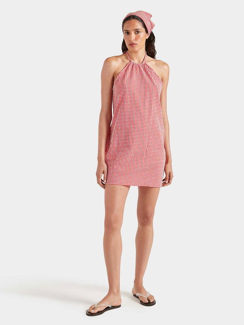 HUNZA G Sofia Gingham Headscarf - Red Gingham | endource