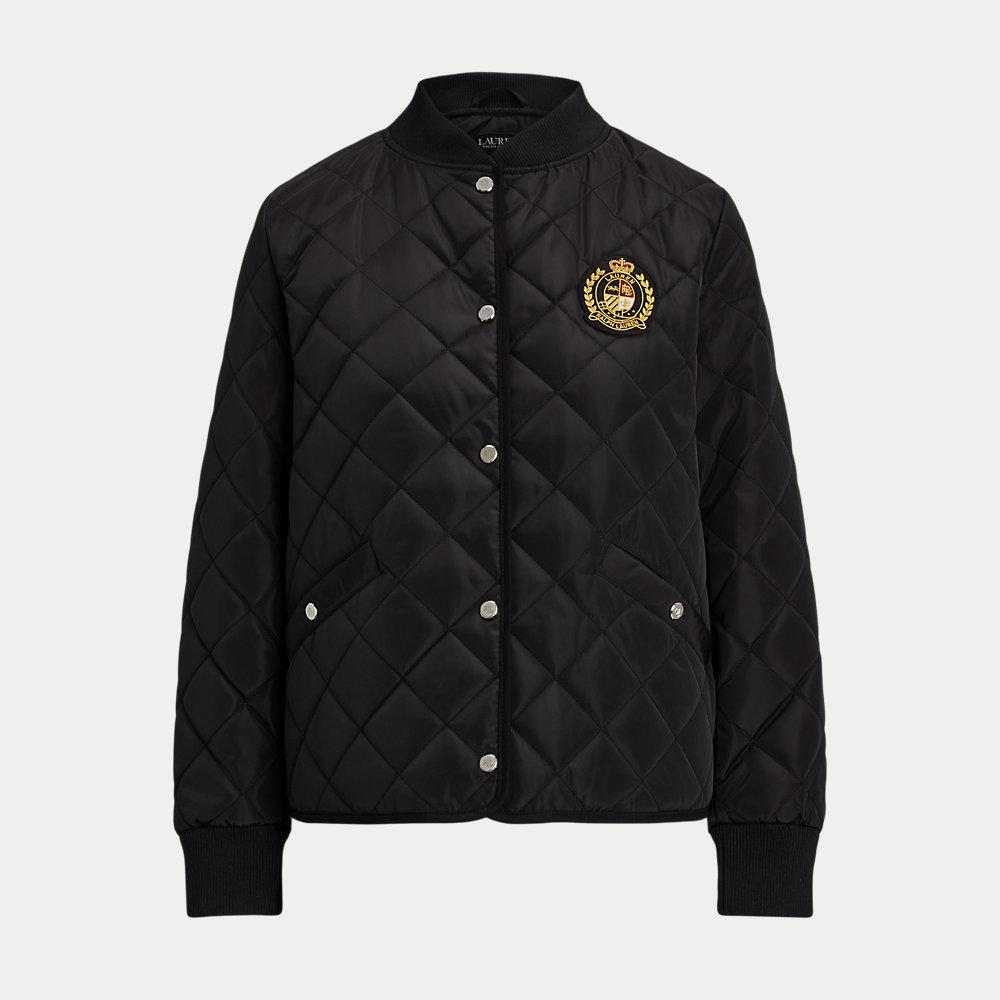 LAUREN RALPH LAUREN Crest-Patch Quilted Bomber Jacket in Black | endource