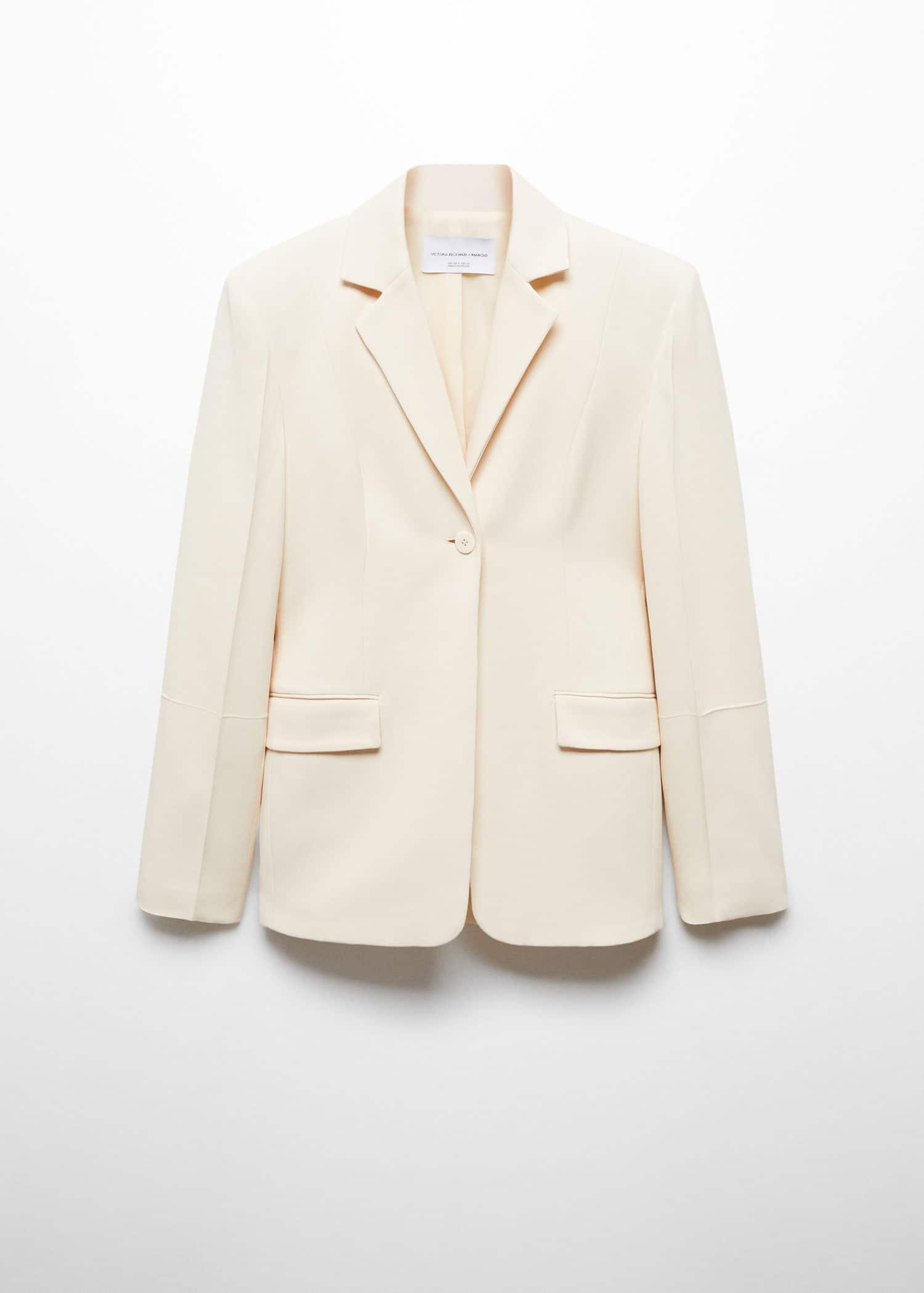 MANGO Suit Jacket With Decorative Stitching in Ecru | Endource