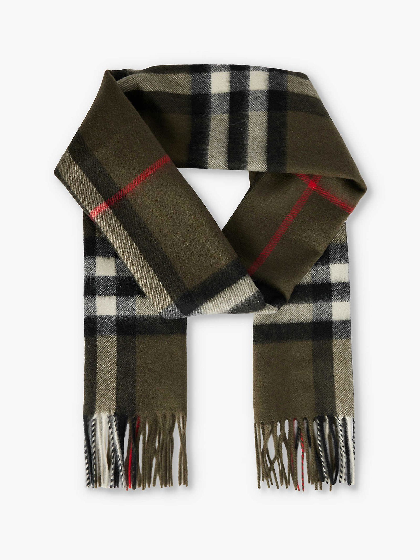 BURBERRY Checked Brushed-Texture Cashmere Scarf in Loch | Endource