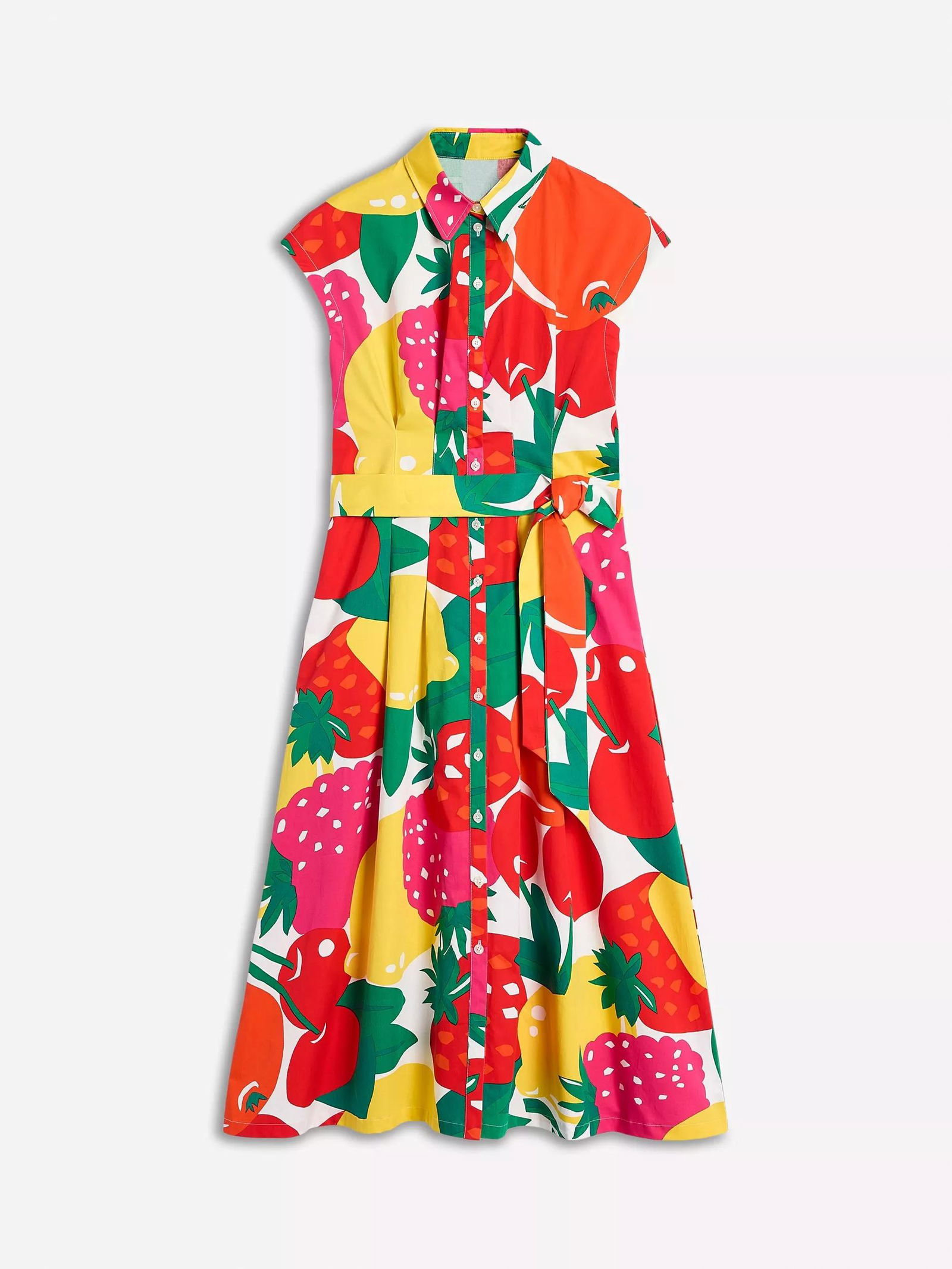BODEN Rachel Fruit Print Shirt Midi Dress in Multi | endource